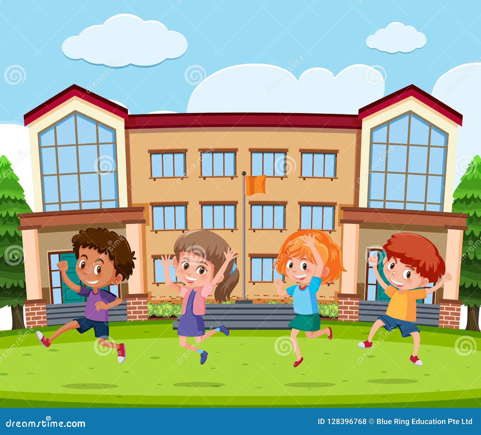 Student at school yard stock vector. Illustration of modern - 128396768