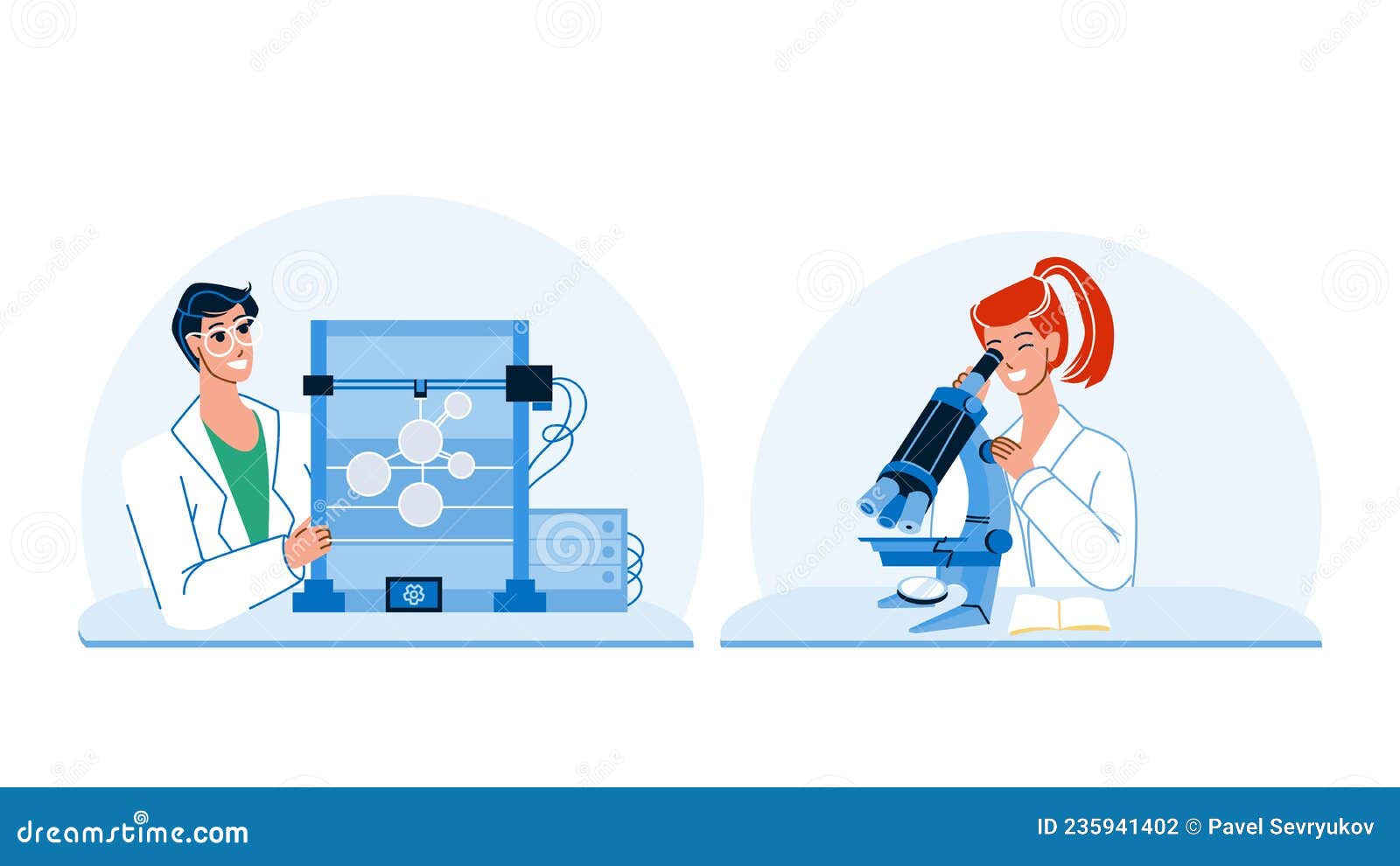 Student Science Work and Research in Lab Vector Stock Vector ...