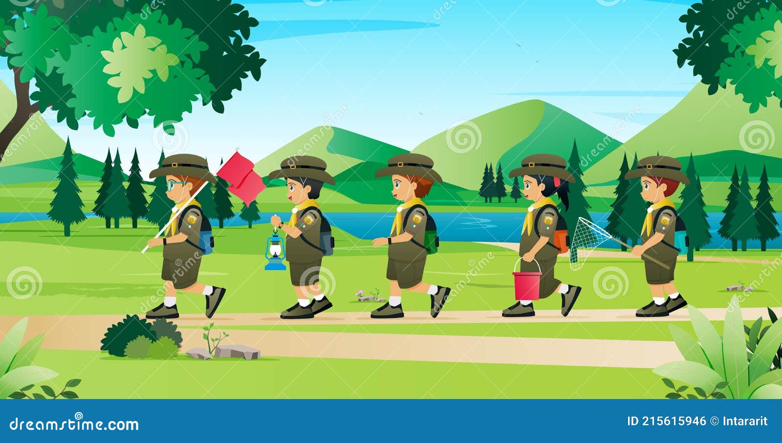 Student in scout uniform stock vector. Illustration of scout - 215615946