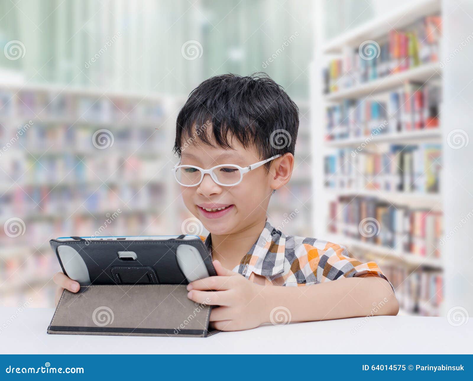 Student Searching Information by Tablet Computer Stock Image - Image of ...