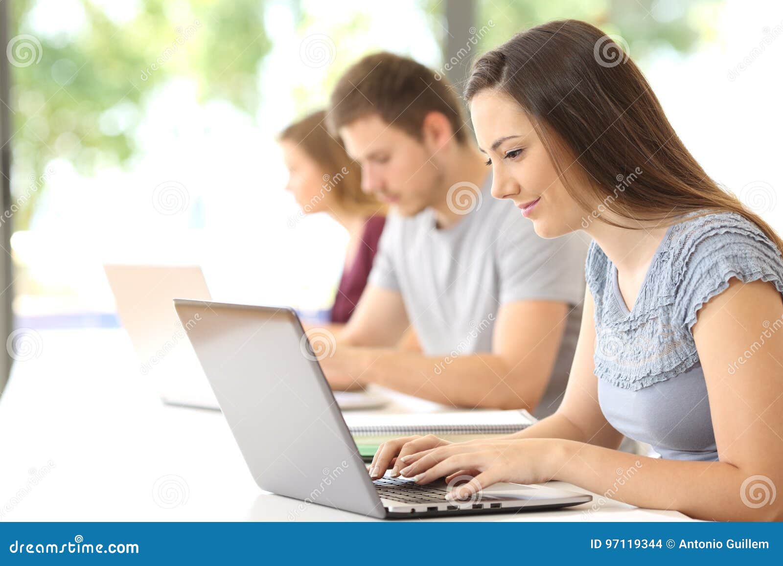 Student Searching on Line in a Classroom Stock Photo - Image of lecture ...