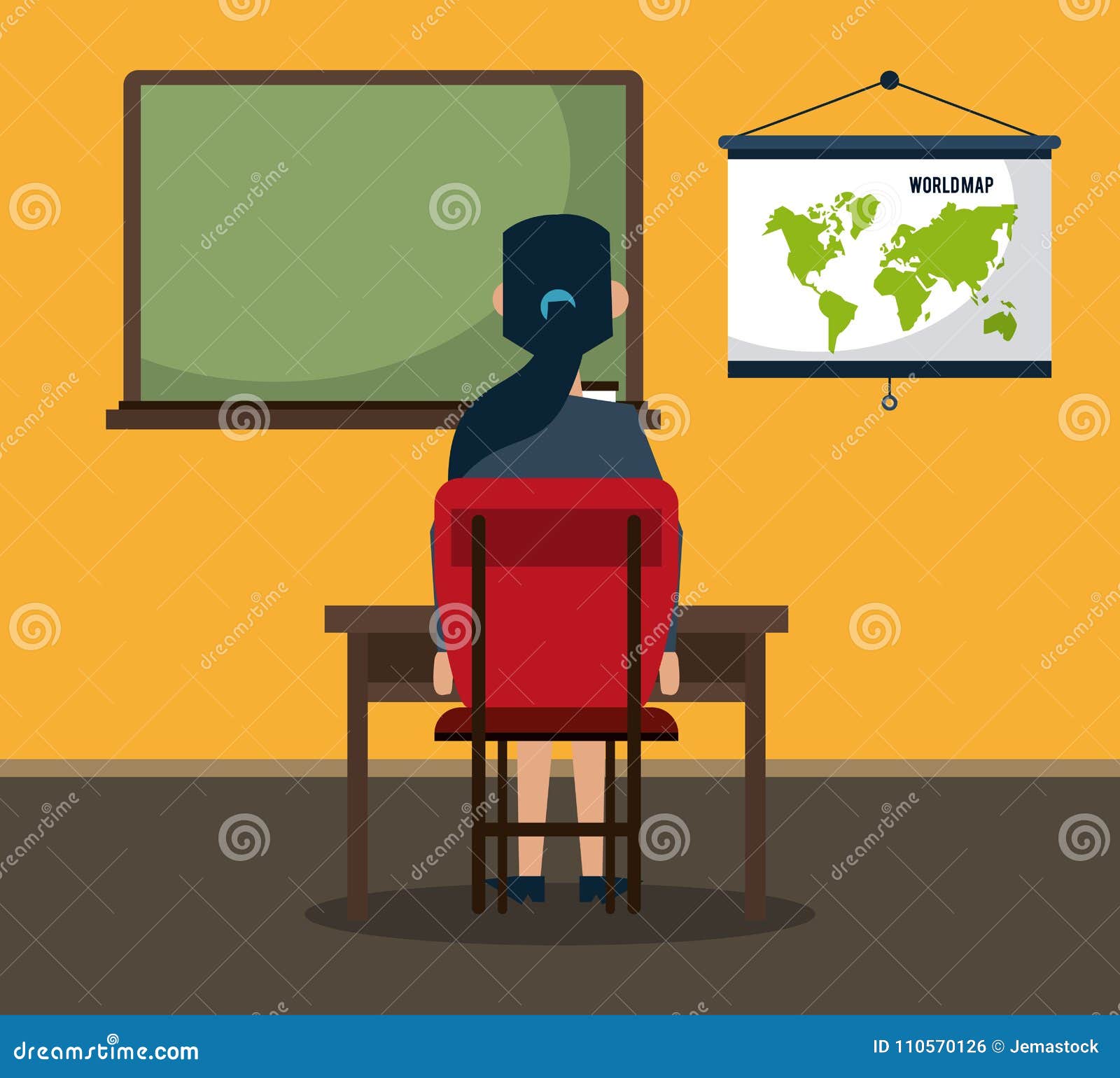 Student Seated in Classroom Stock Vector - Illustration of learning ...