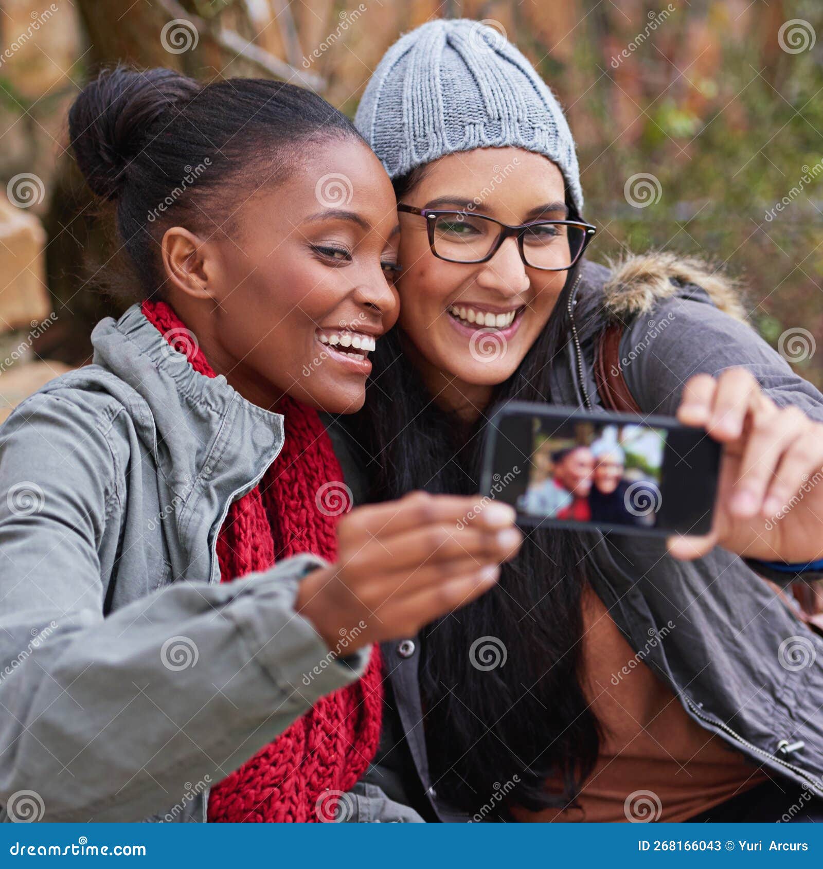 Student Selfie. Two Female Friends Taking a Selfie on Campus. Stock ...