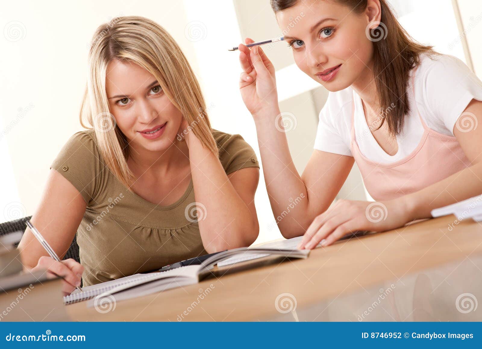 Student Series - Two Girls Doing Homework Stock Photo - Image of ...