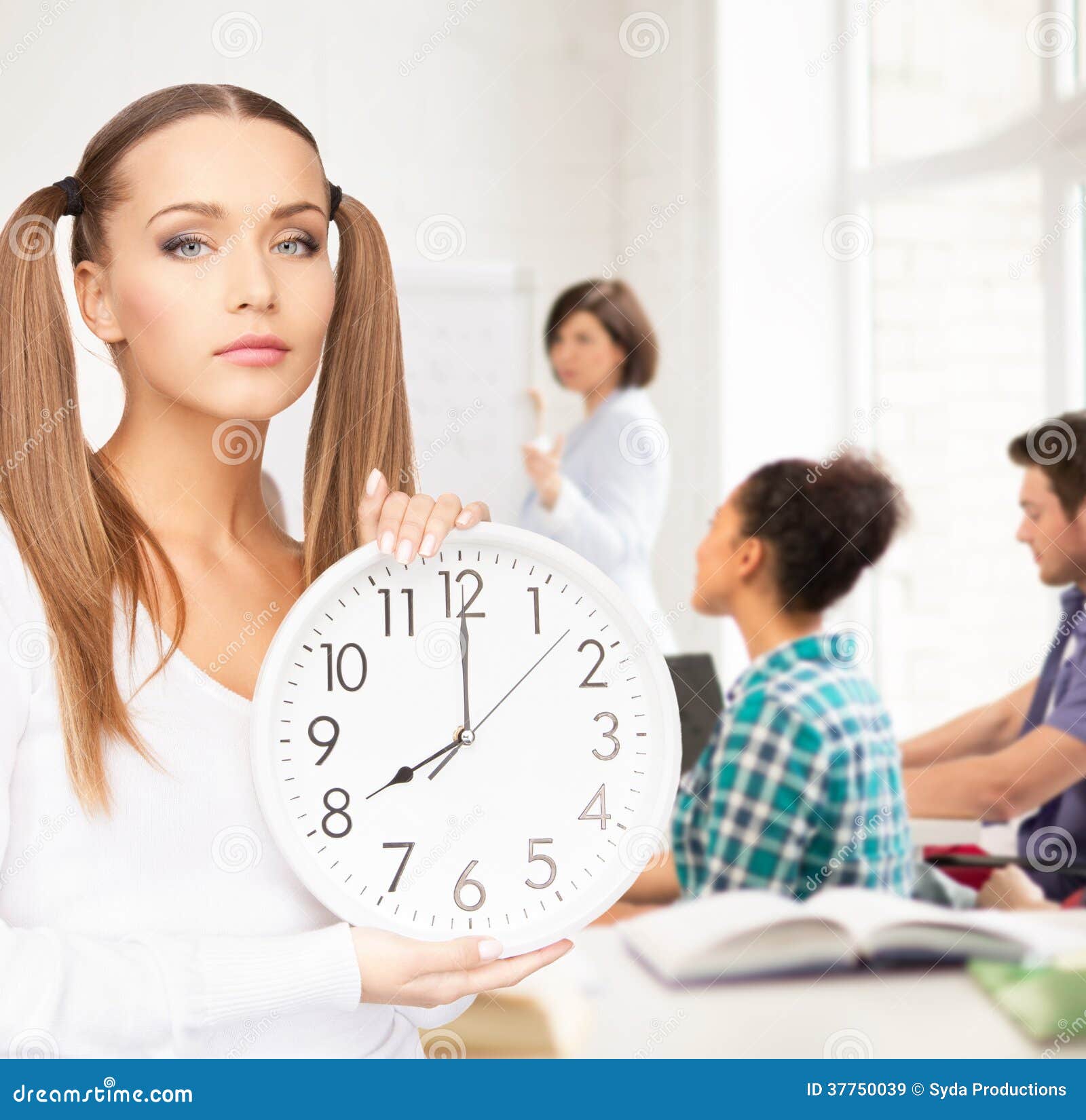 Student showing clock stock image. Image of minute, career - 37750039