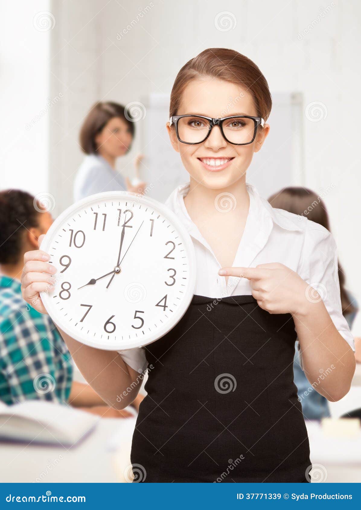 Student showing clock stock image. Image of lecture, office - 37771339