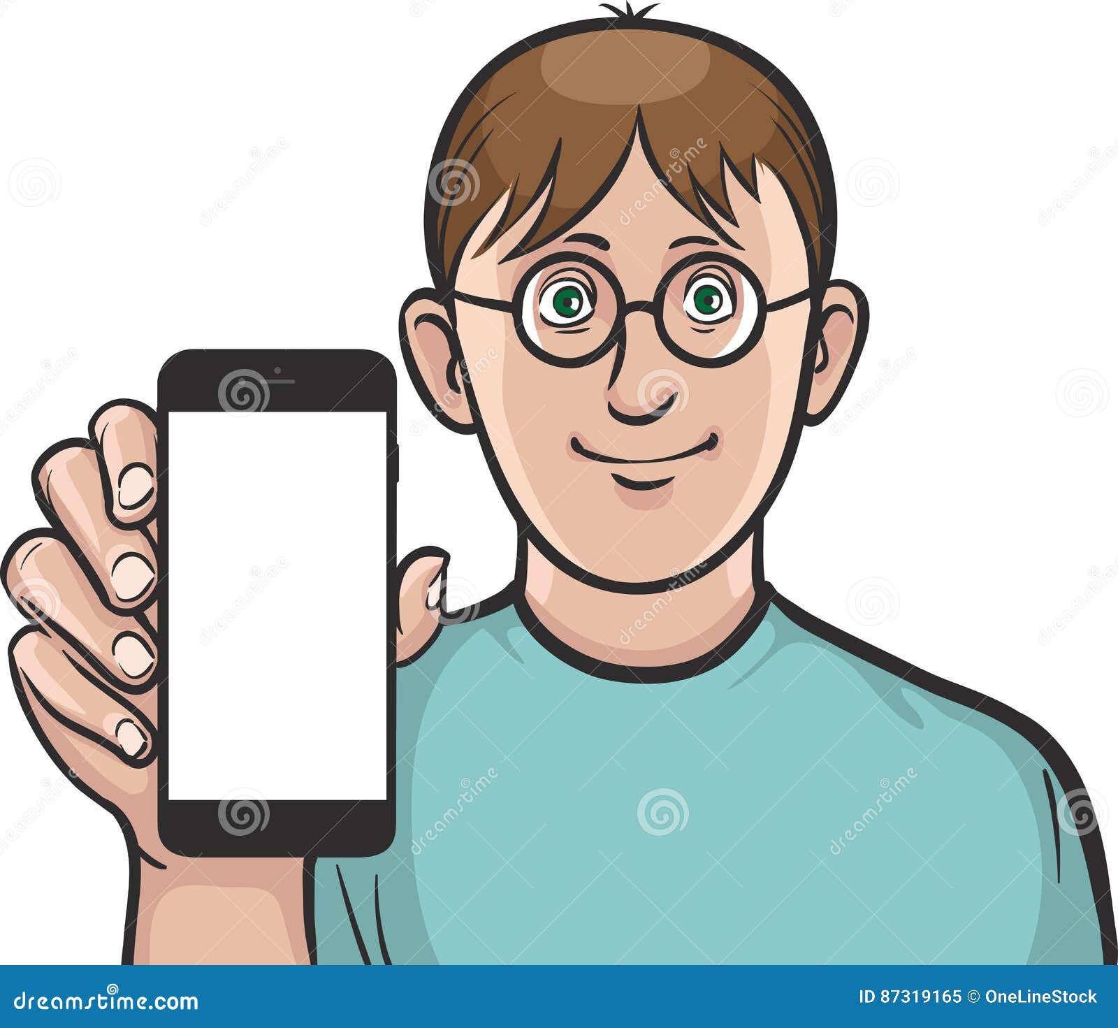 Student Showing a Mobile App on a Smart Phone Stock Vector ...