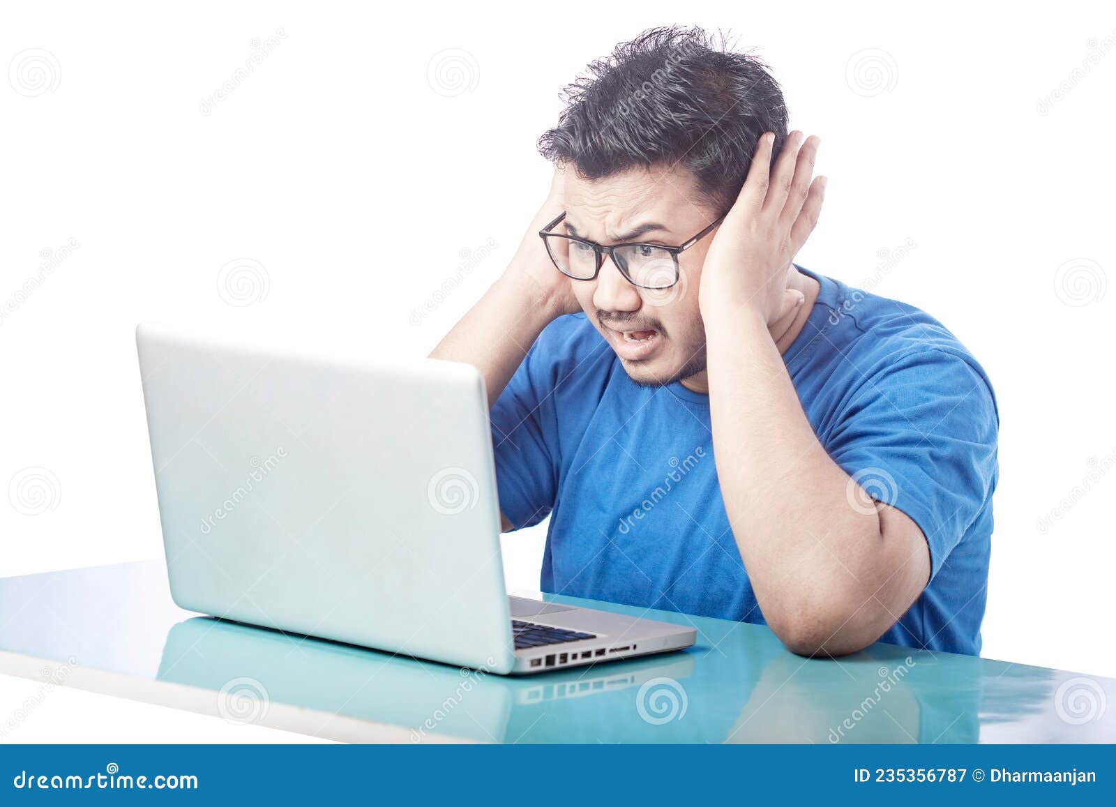 Business Employee Yelling and Shouting Looking at Computer Screen in ...