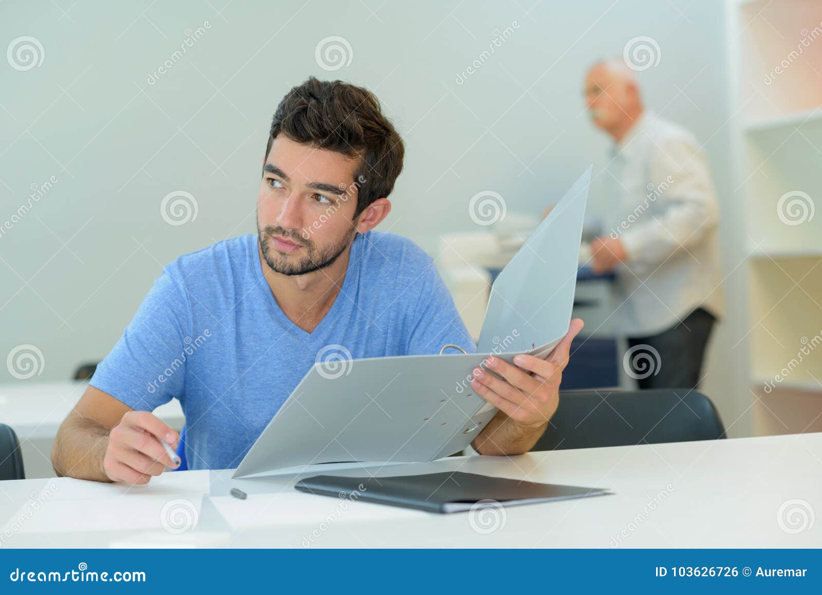 Student Sits Alone in Classroom Stock Photo - Image of notes, higher ...