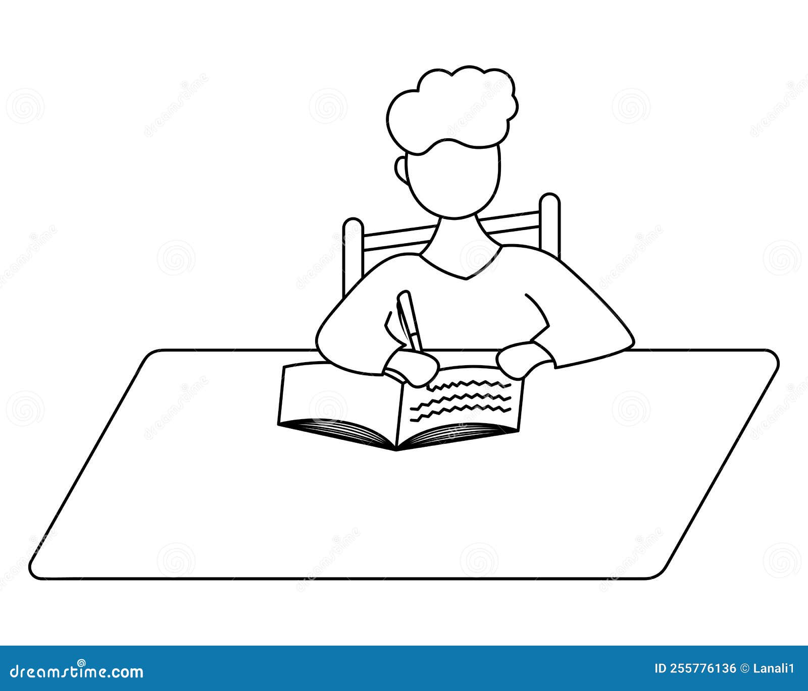 Schoolboy Writes Under The Supervision Of A Teacher One Line Color Art ...