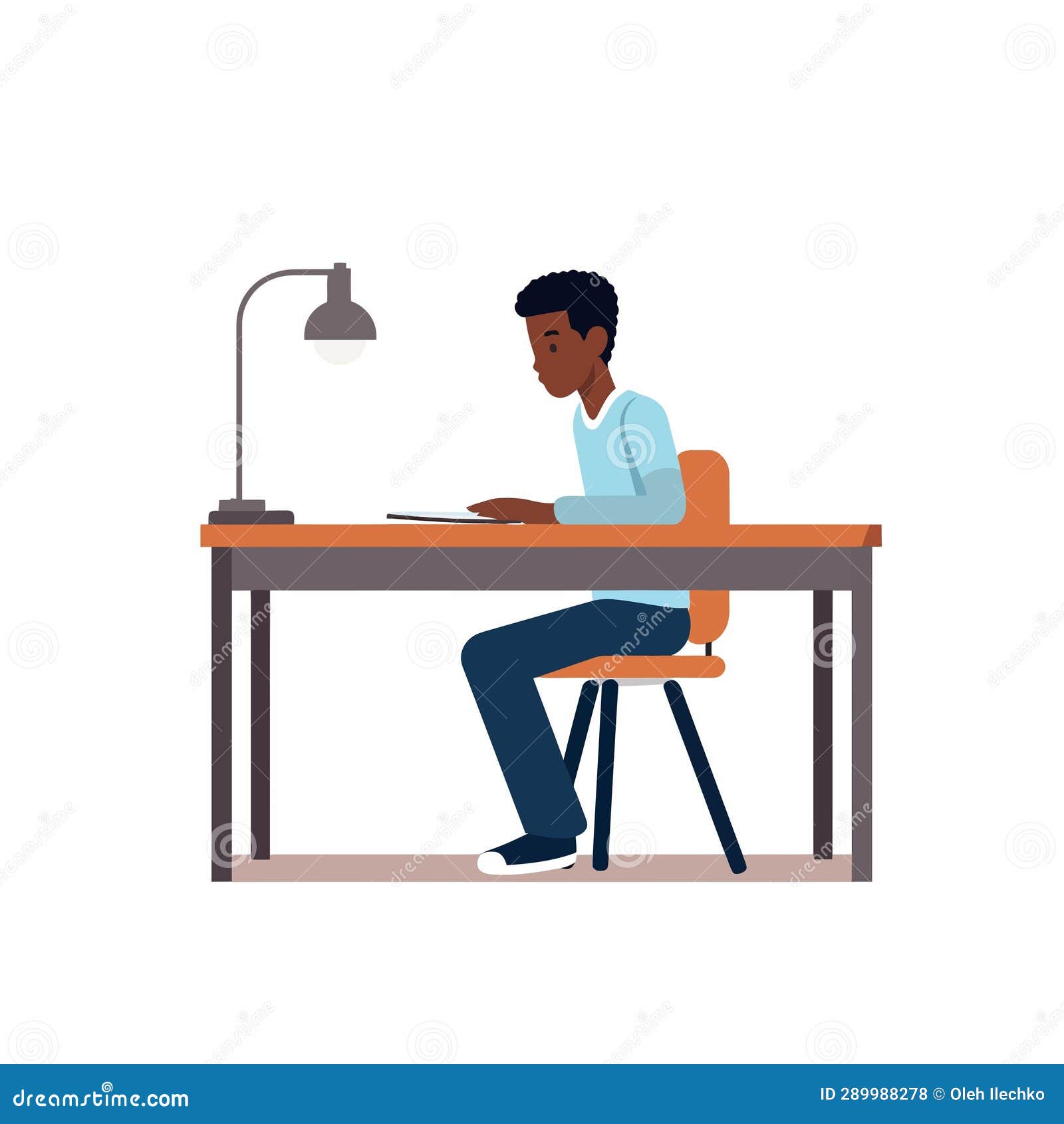 Student Sitting Behind School Desk Vector Flat Isolated Illustration ...