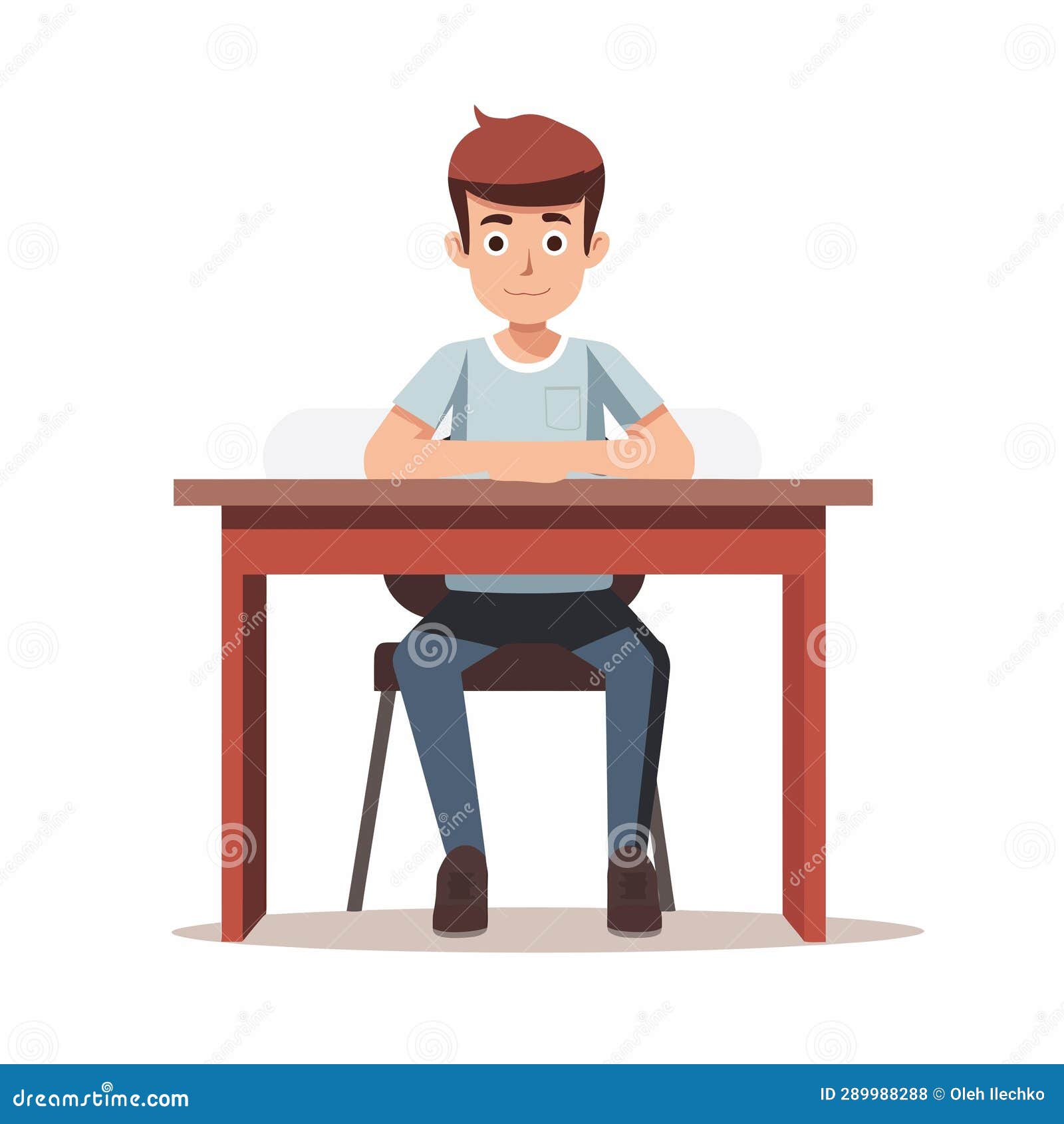 Student Sitting Behind School Desk Vector Flat Isolated Illustration ...