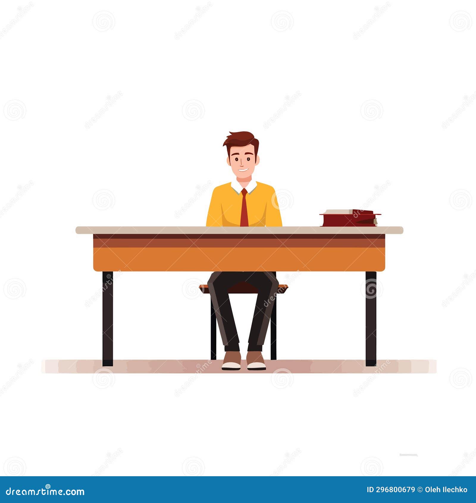 Student Sitting Behind School Desk Vector Flat Isolated Illustration ...