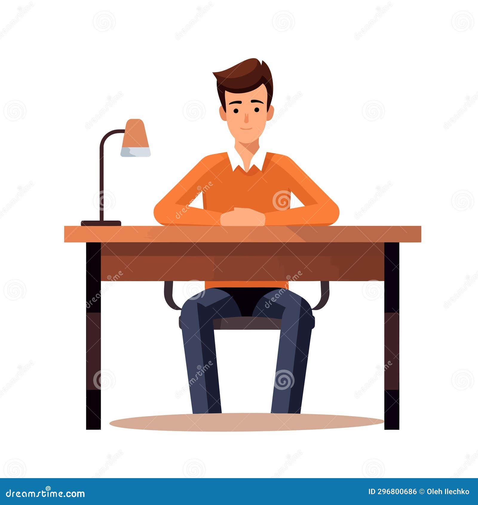 Student Sitting Behind School Desk Vector Flat Isolated Illustration ...