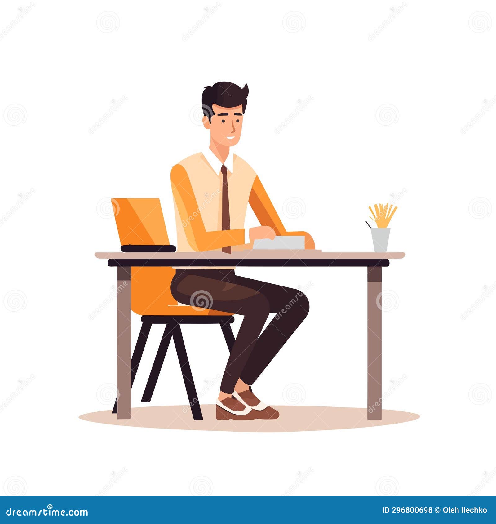 Student Sitting Behind School Desk Vector Flat Isolated Illustration ...