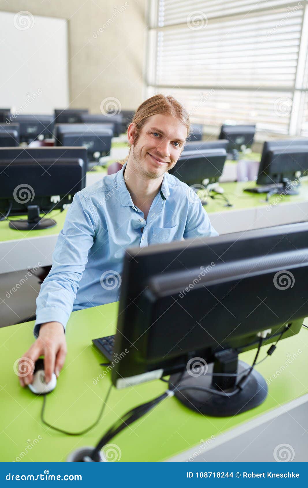 It Student Sitting with Computer Stock Photo - Image of student ...