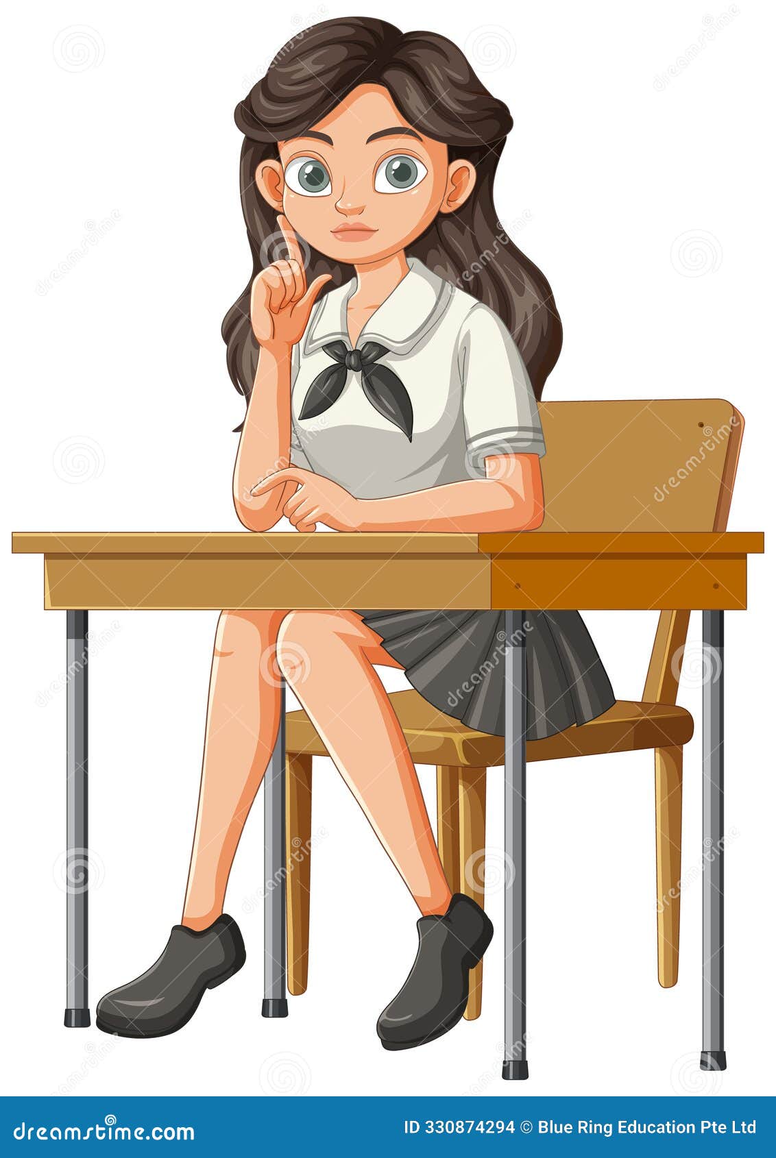 A student sitting stock vector. Illustration of girl - 330874294