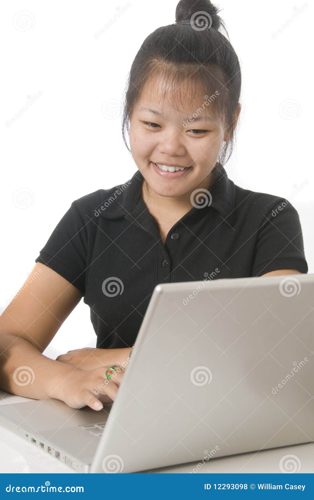 Student Sitting Down at Desk with Computer Stock Photo - Image of ...