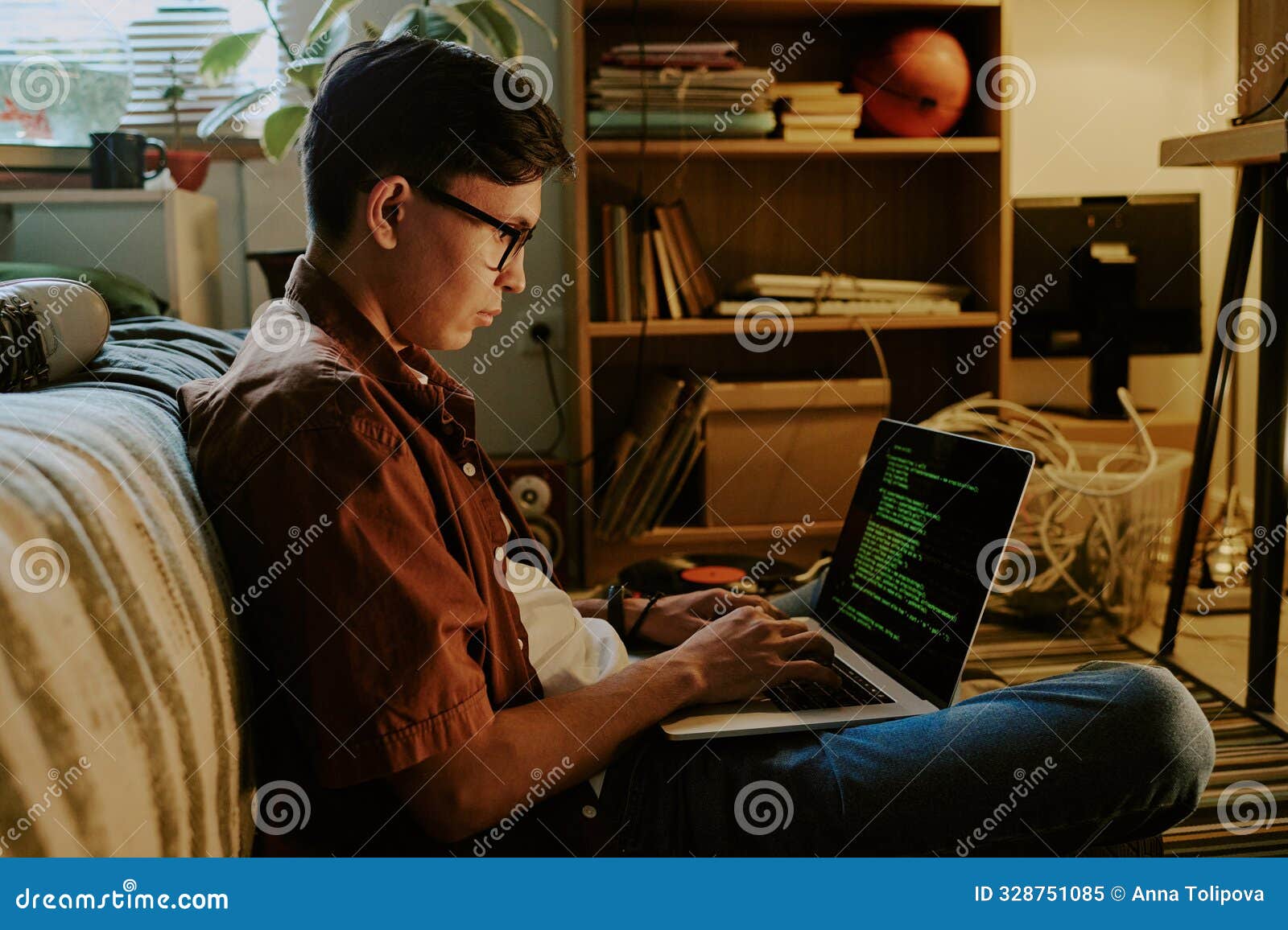 Student Writing Codes Via Laptop Stock Image - Image of student ...