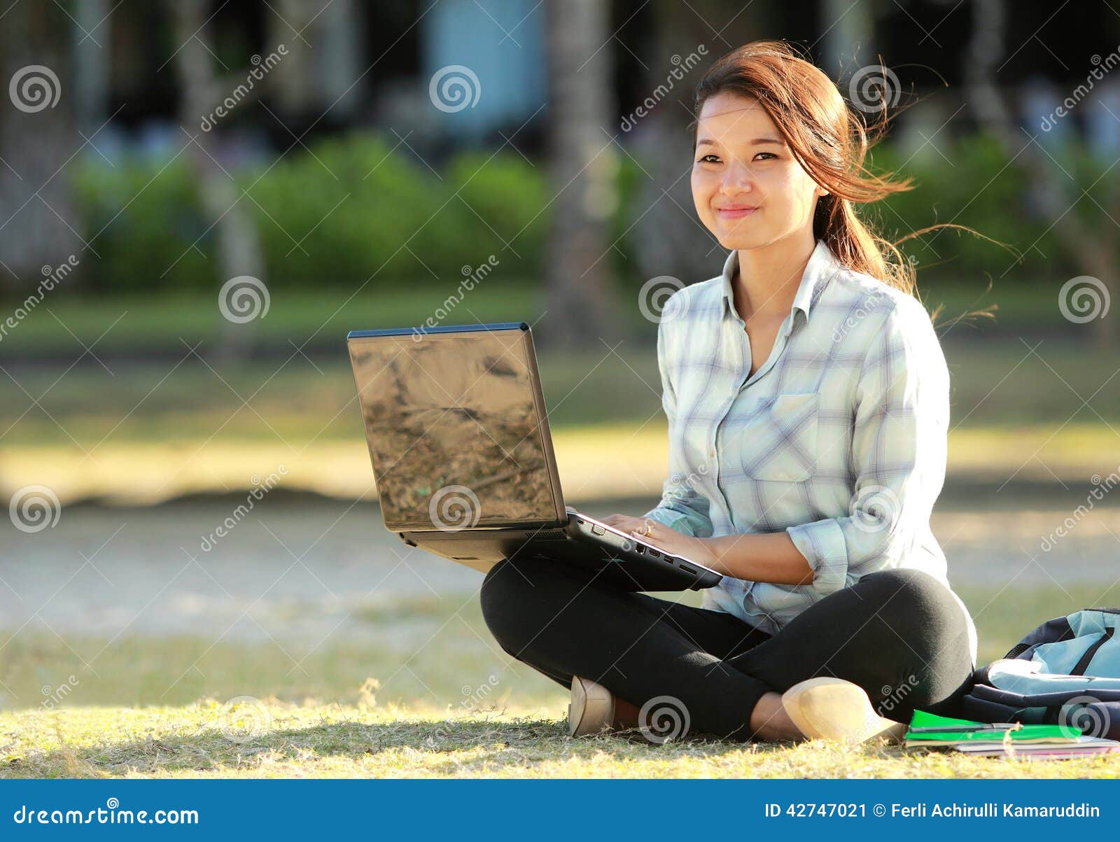 Student Sitting with Laptop Stock Image - Image of school, leisure ...
