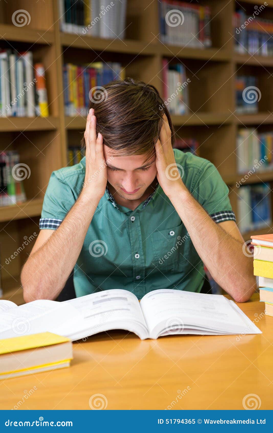 Student Sitting in Library Reading Stock Image - Image of person ...