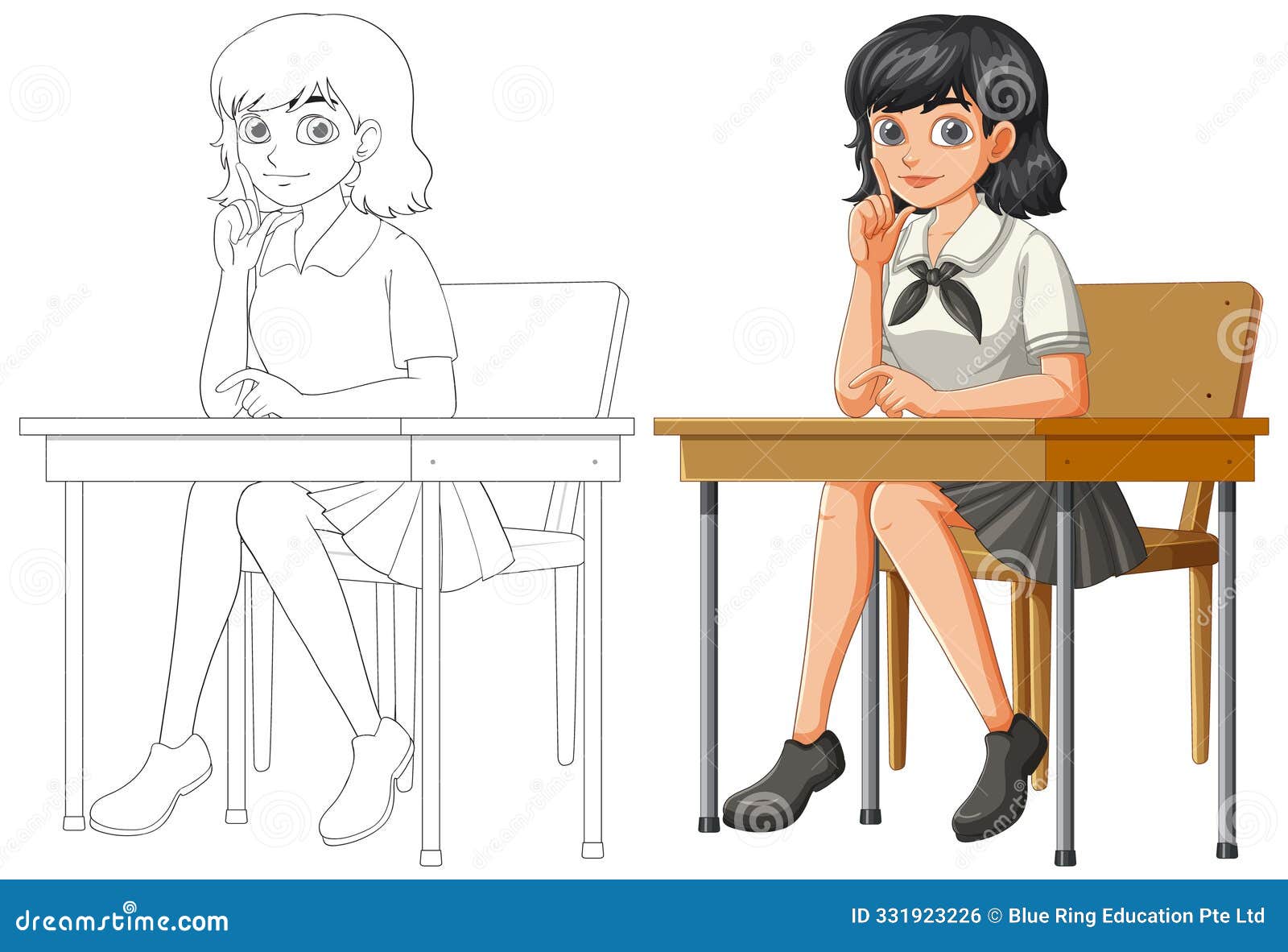 A student sitting stock illustration. Illustration of school - 331923226