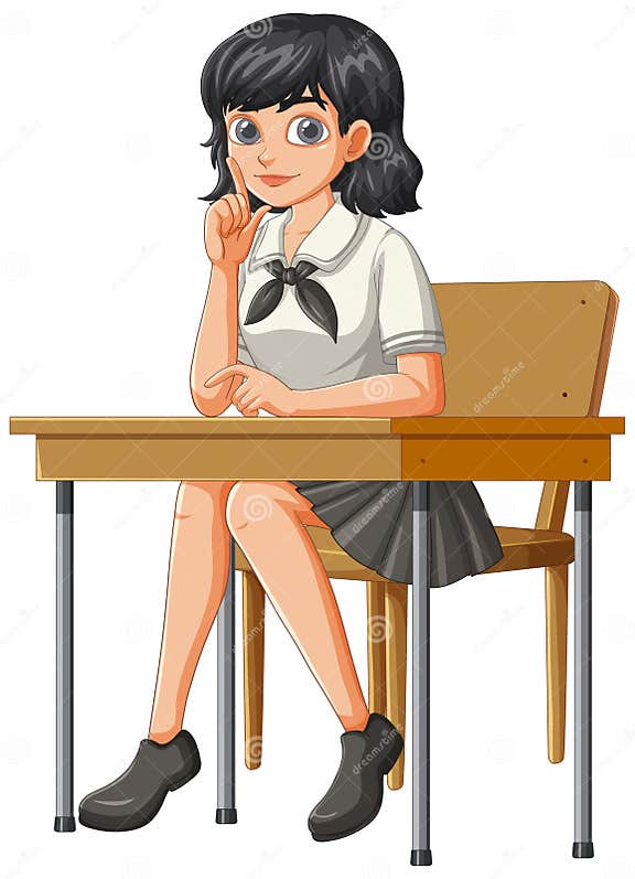 A student sitting stock illustration. Illustration of focus - 332061716