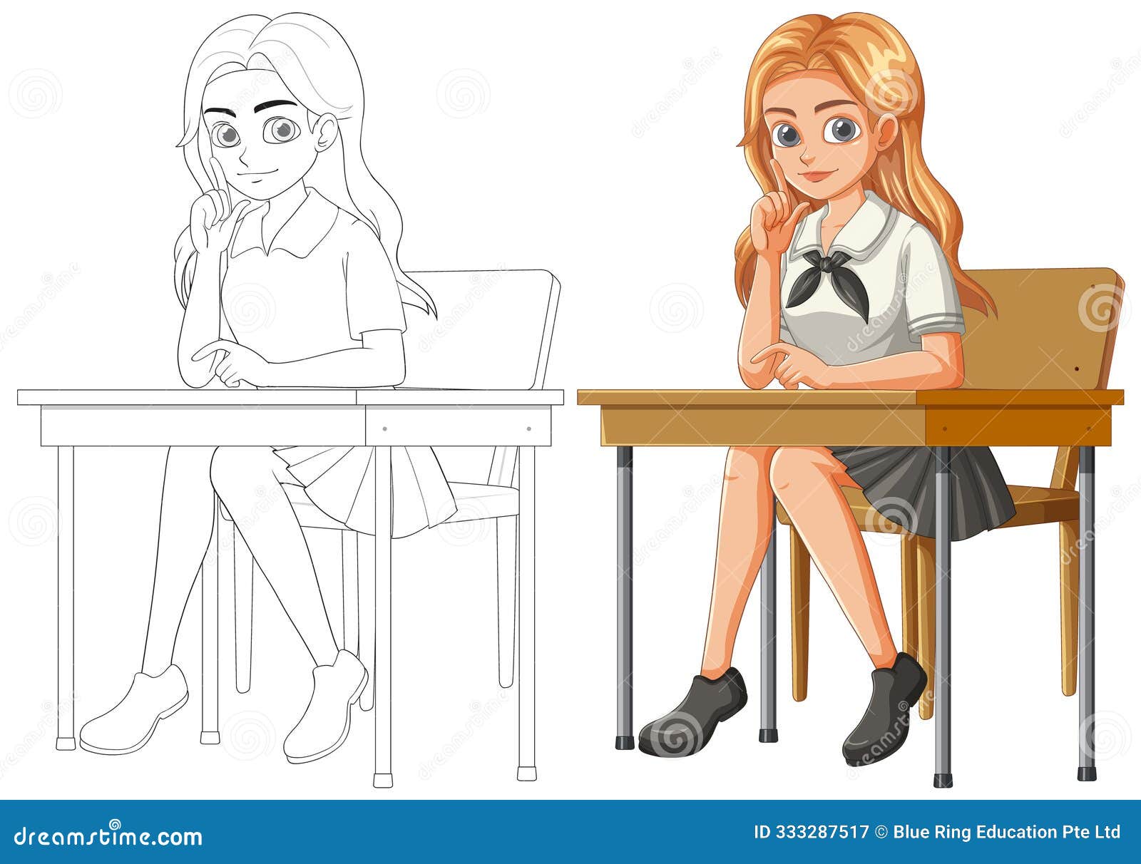 A student sitting stock vector. Illustration of primary - 333287517