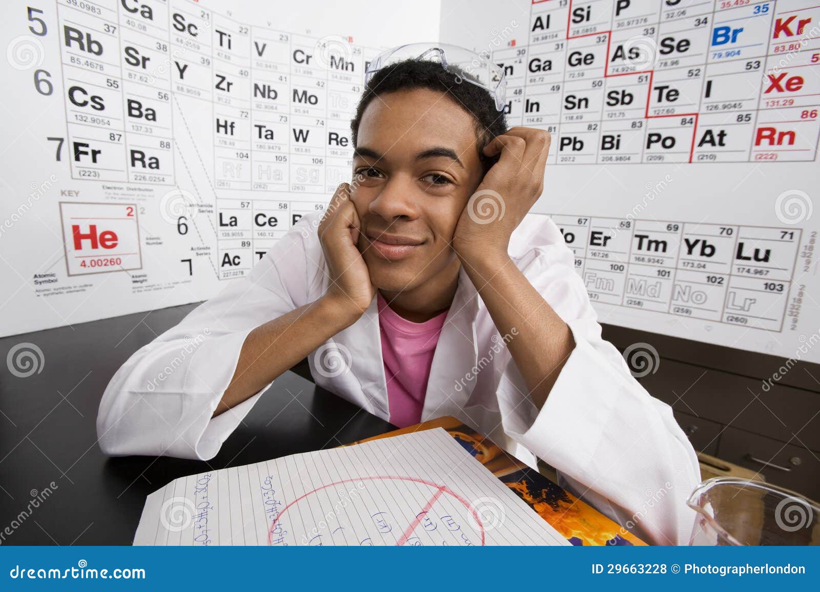 Student Sitting in Science Laboratory Stock Photo - Image of chart ...