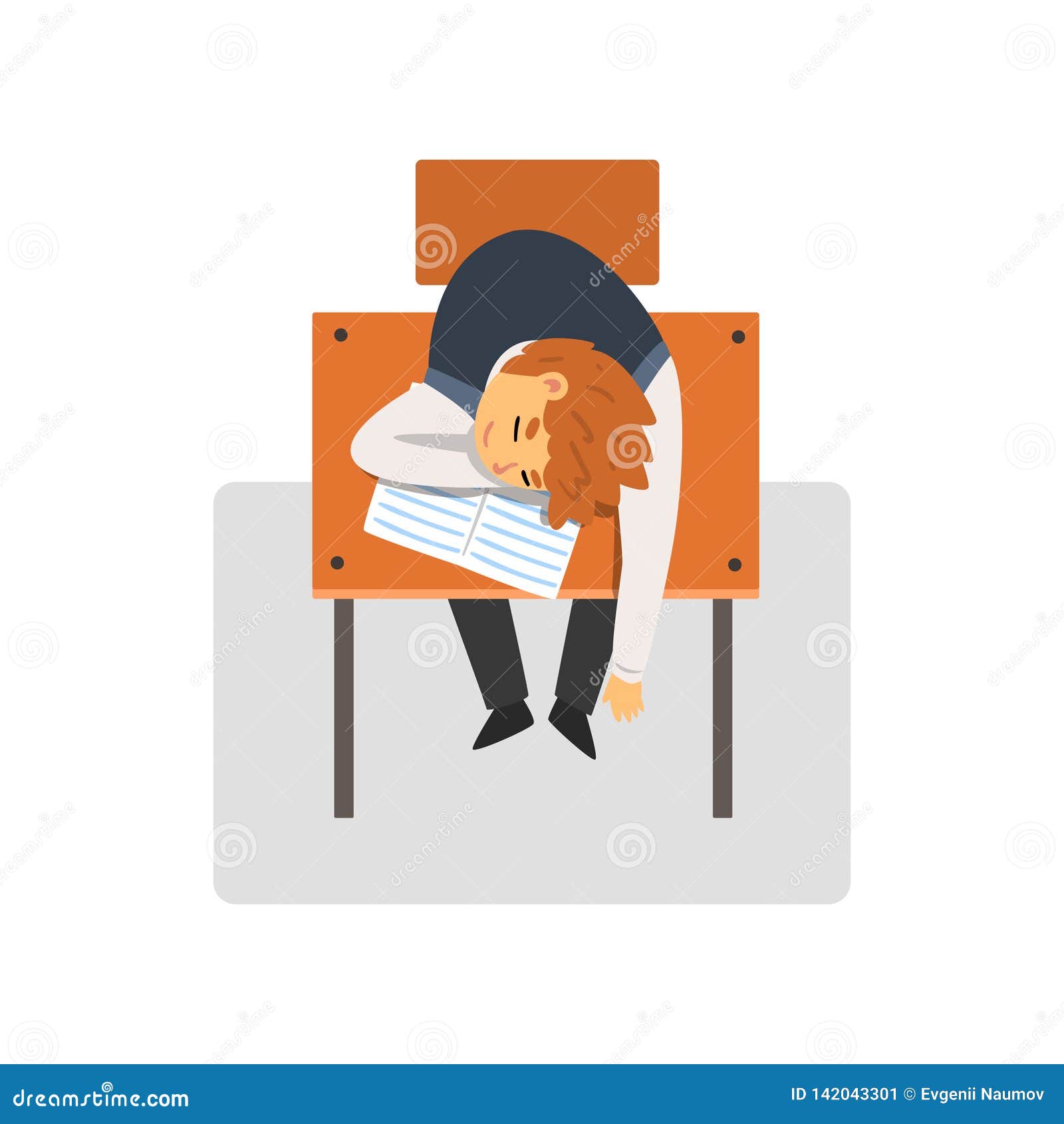 Student Sitting and Sleeping at Desk in Classroom, Schoolboy Studying ... Student Sitting and Sleeping at Desk in Classroom, Schoolboy Studying ...