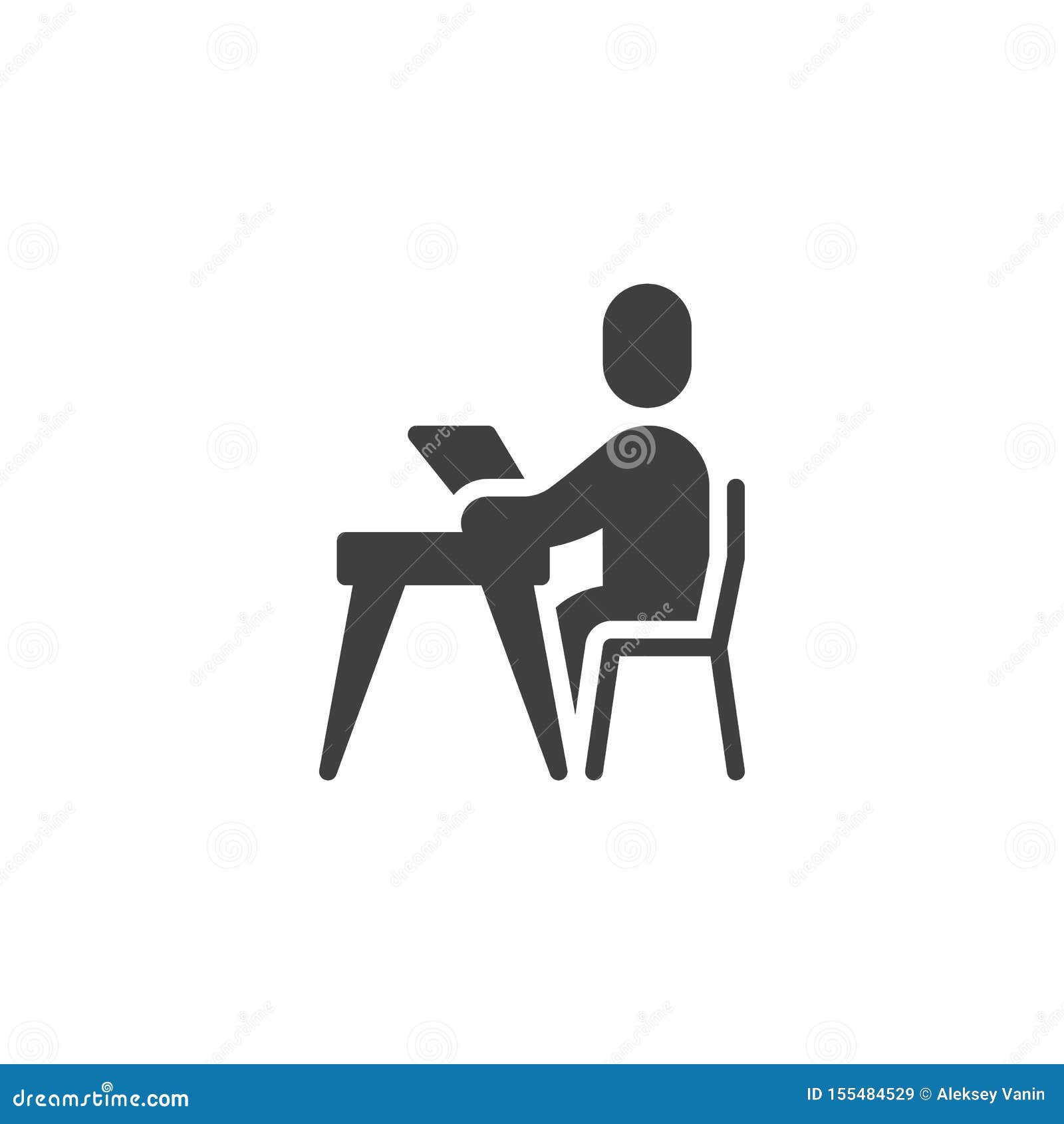 Student Sitting at Table with Book Vector Icon Stock Vector ...