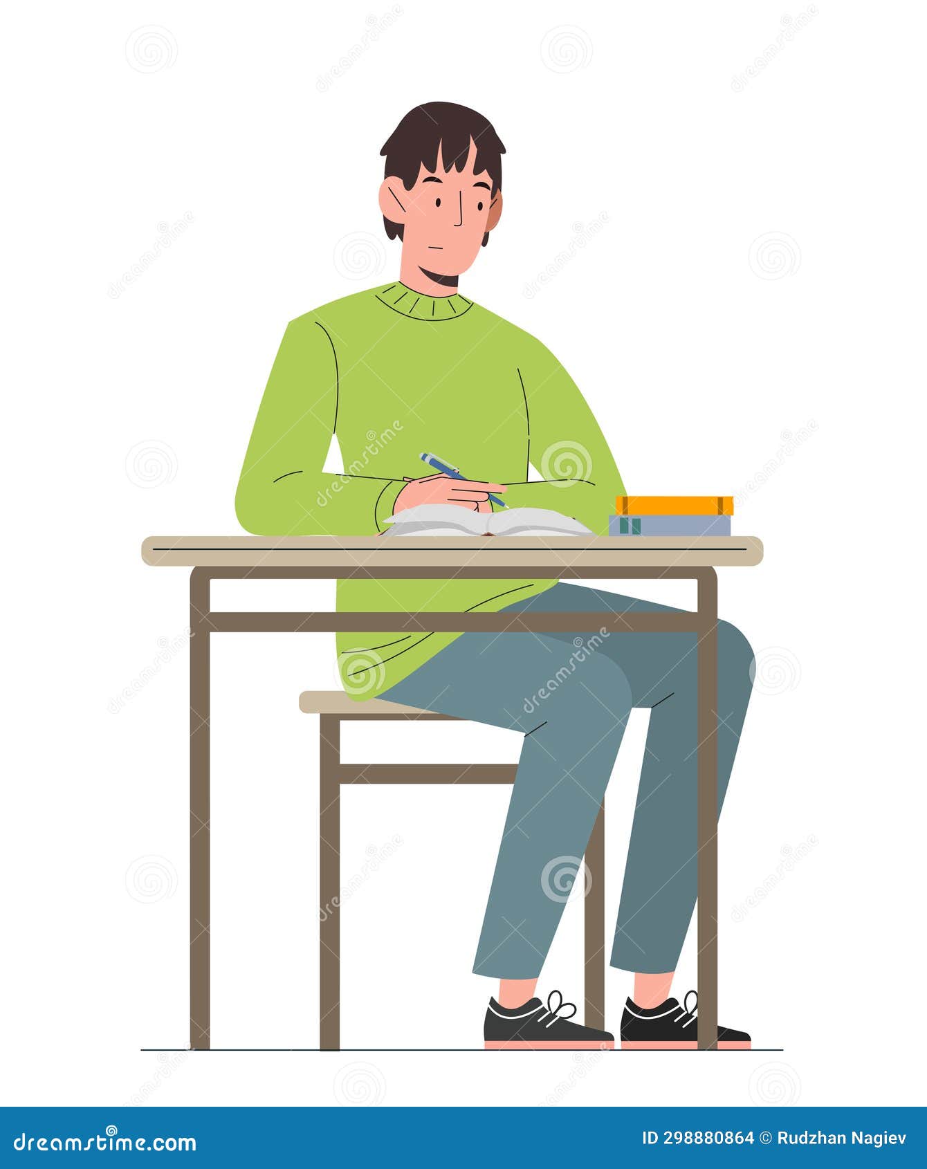 Student Sitting at Table Vector Concept Stock Illustration ...