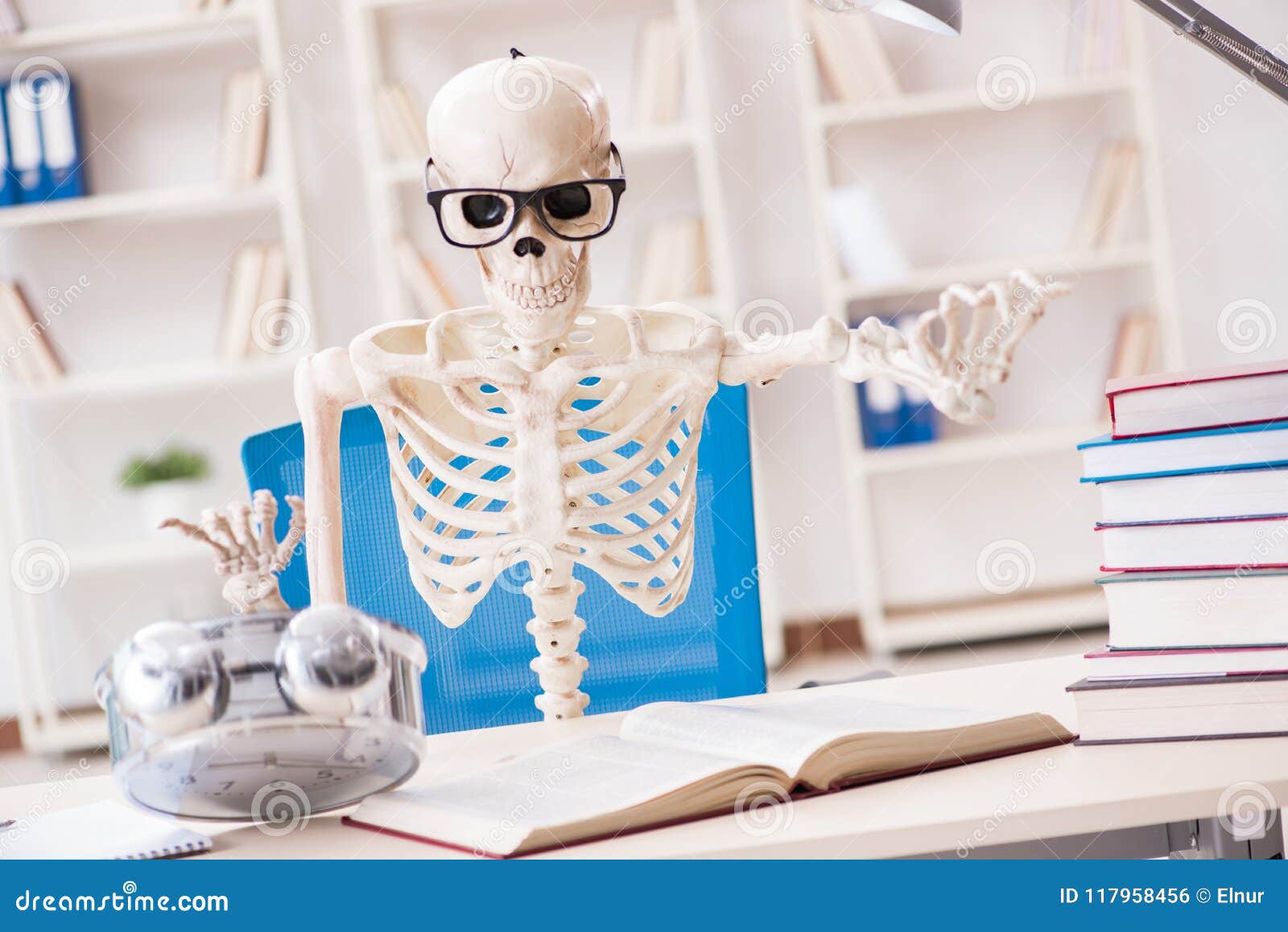 The Student Skeleton Preparing for Exams Stock Photo - Image of ...