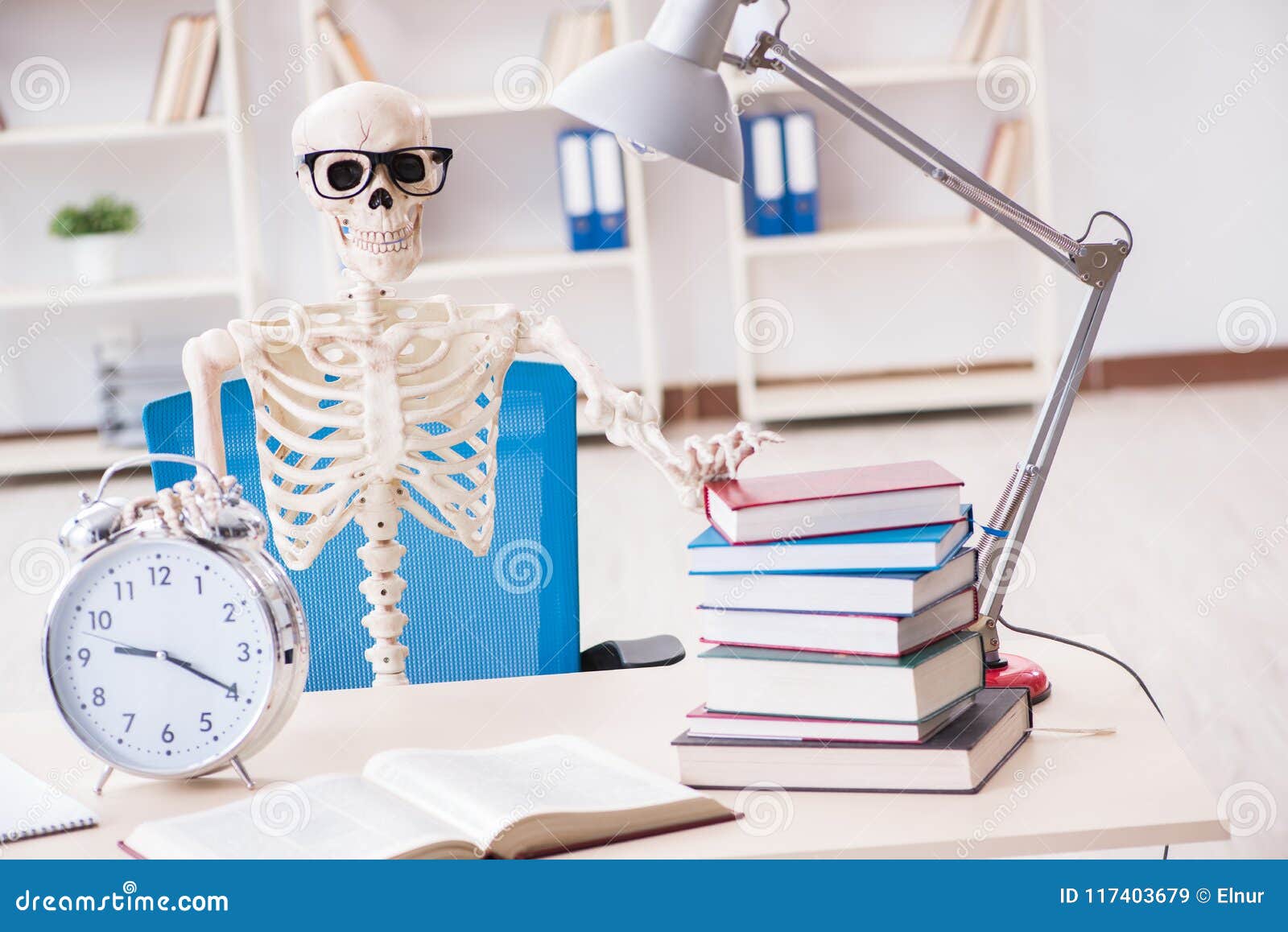 The Student Skeleton Preparing for Exams Stock Image - Image of ...
