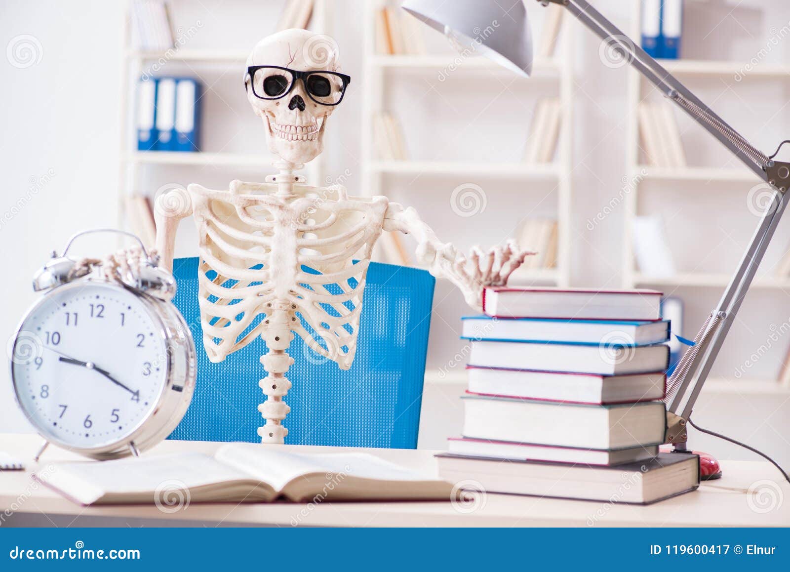 The Student Skeleton Preparing for Exams Stock Image - Image of ...