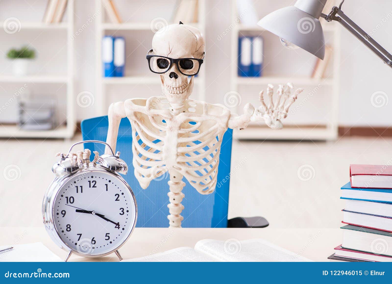 The Student Skeleton Preparing for Exams Stock Image - Image of late ...