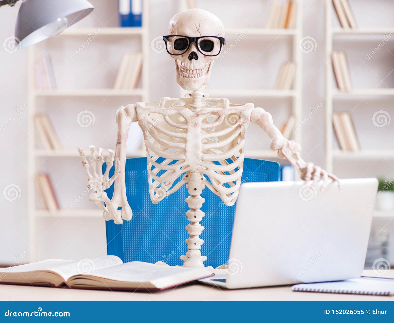 Student Skeleton Preparing for Exams Stock Image - Image of books ...