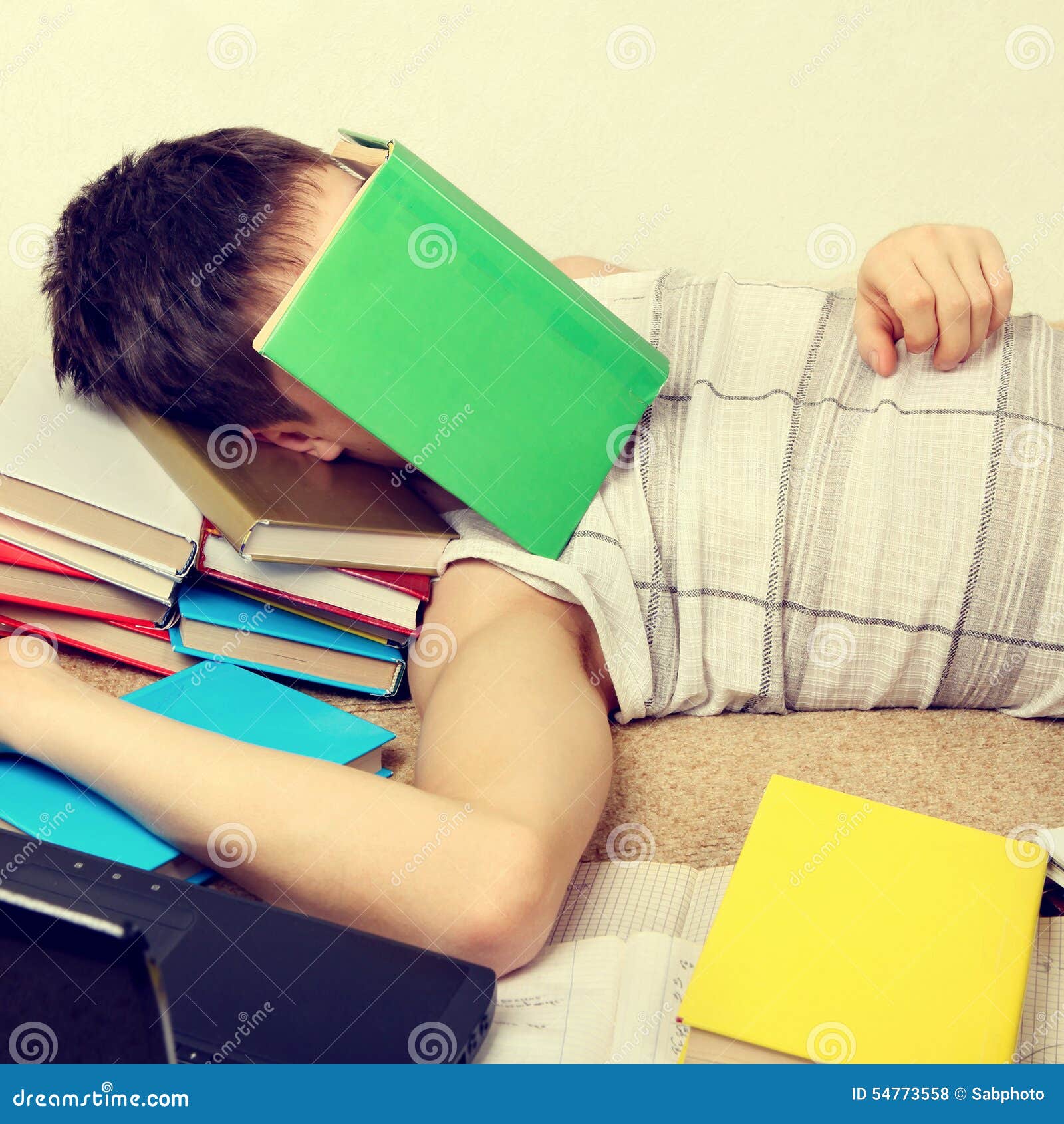 Student Sleep with the Books Stock Photo - Image of cover, books: 54773558