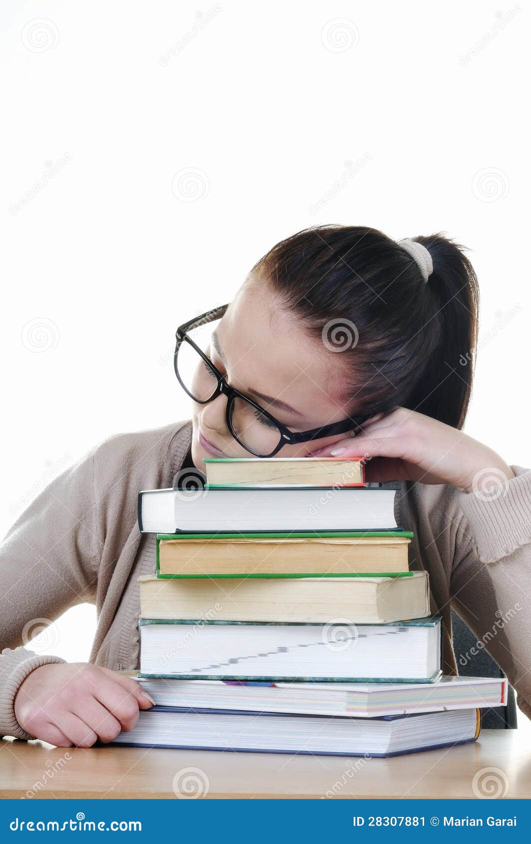 Student Sleeping Over Books Stock Image - Image of person, caucasian ...