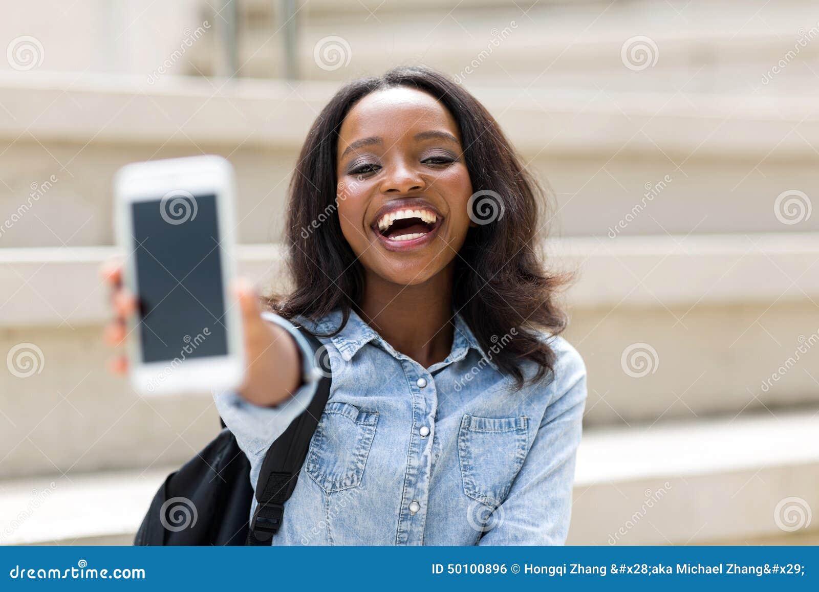 Student smart phone stock photo. Image of cheerful, female - 50100896