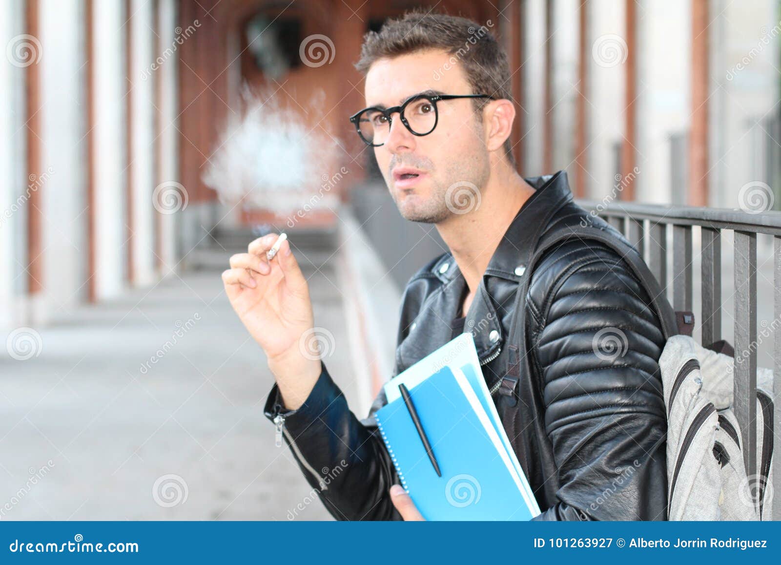Student Smoking on Campus Close Up Stock Image - Image of problems ...