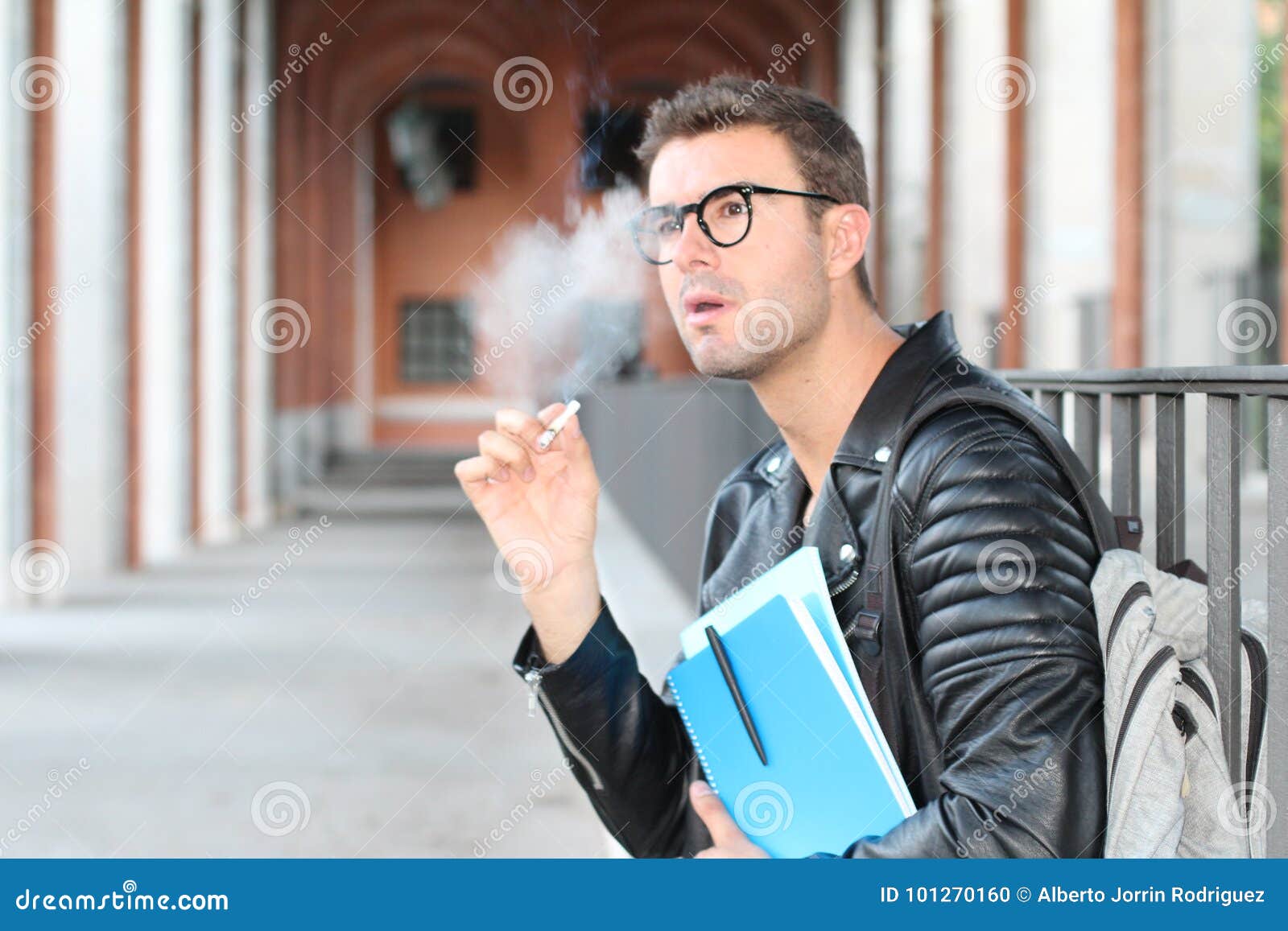Student Smoking on Campus Close Up Stock Photo - Image of latin, campus ...