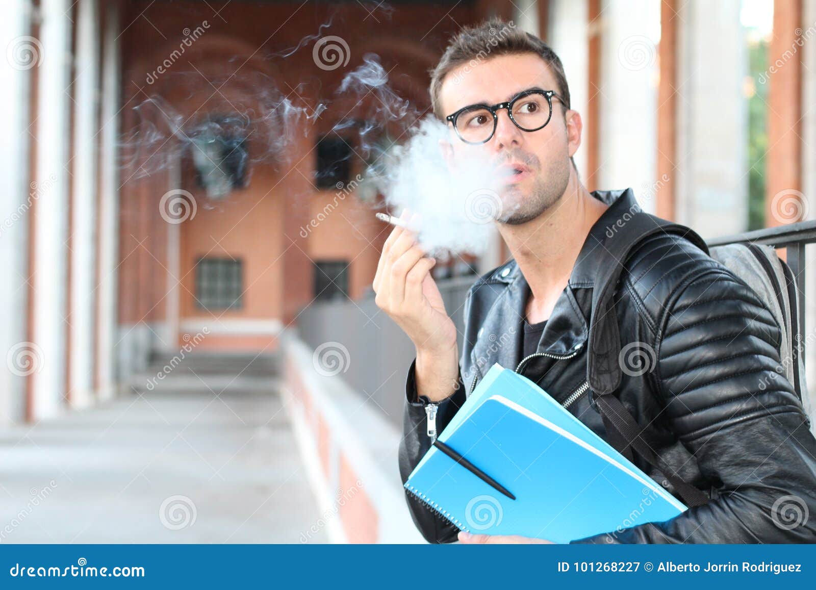 Student Smoking on Campus Close Up Stock Image - Image of hispanic ...