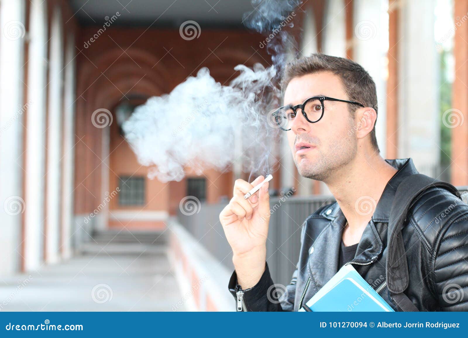 Student Smoking on Campus Close Up Stock Photo - Image of designer ...