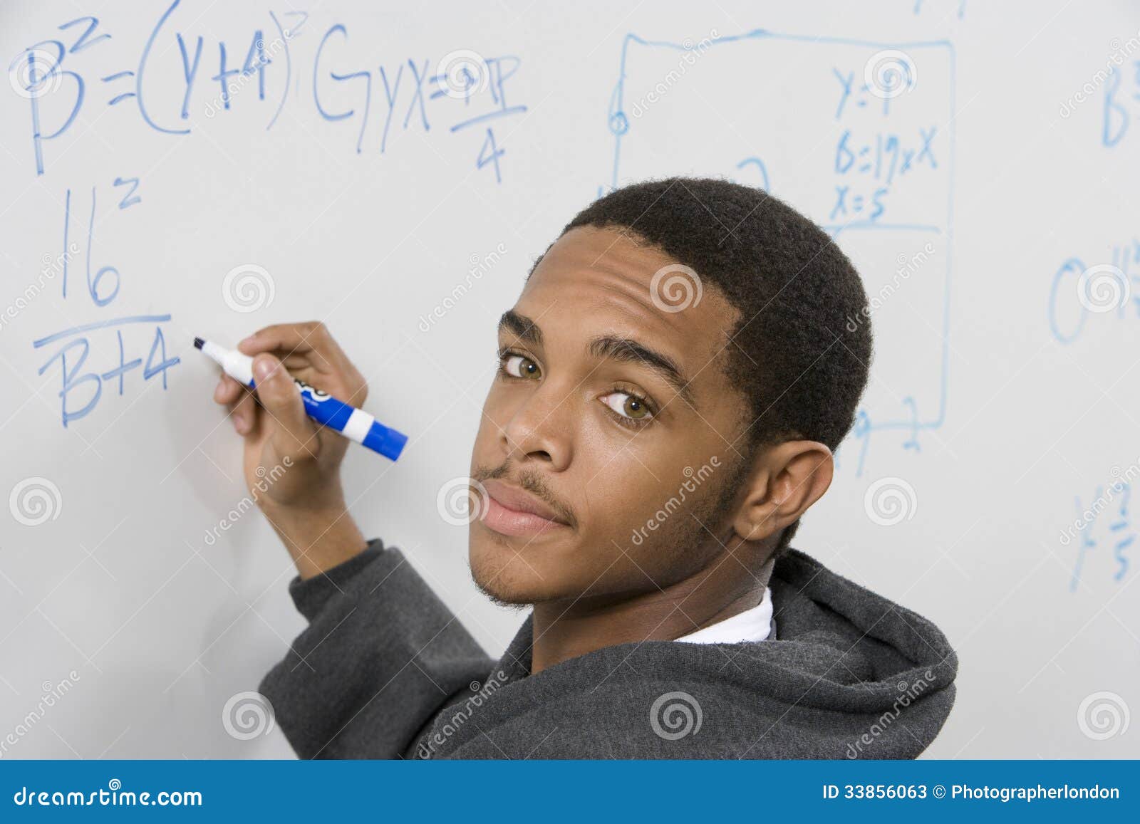 Student Solving Algebra Equation on Whiteboard Stock Image - Image of ...