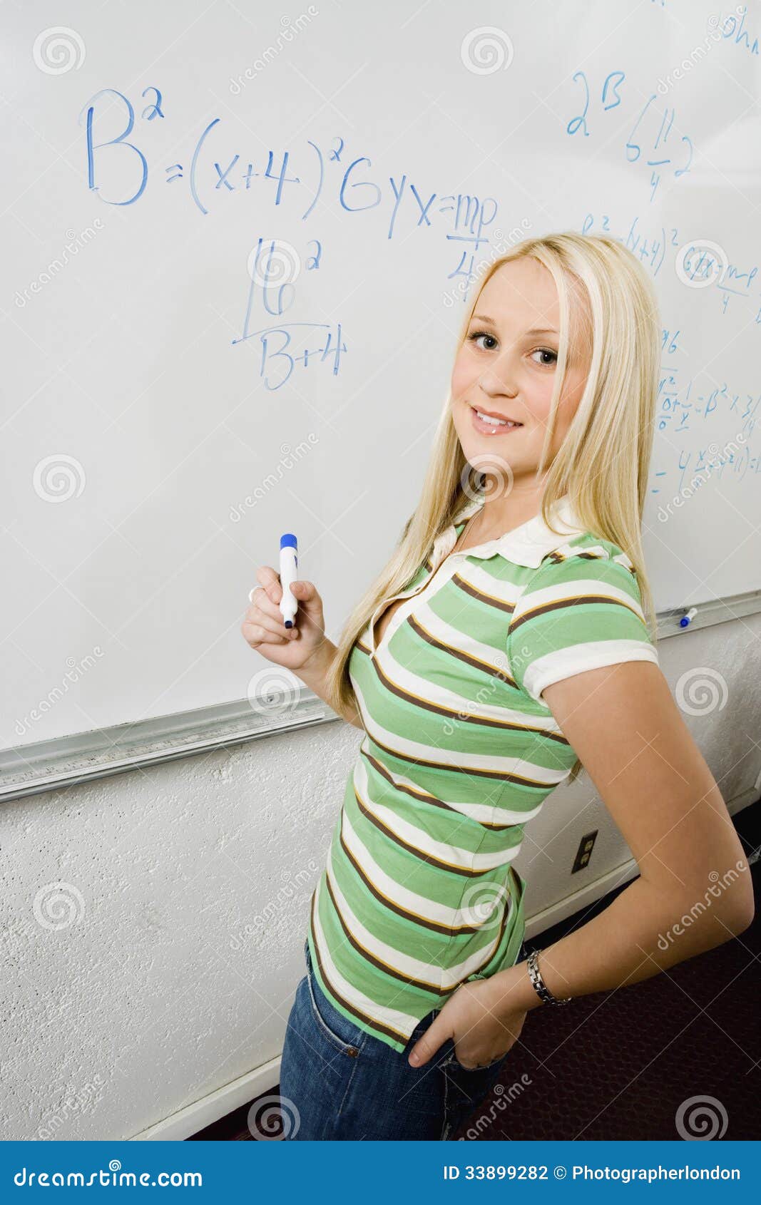Student Solving Algebra Equation on Whiteboard Stock Photo - Image of ...