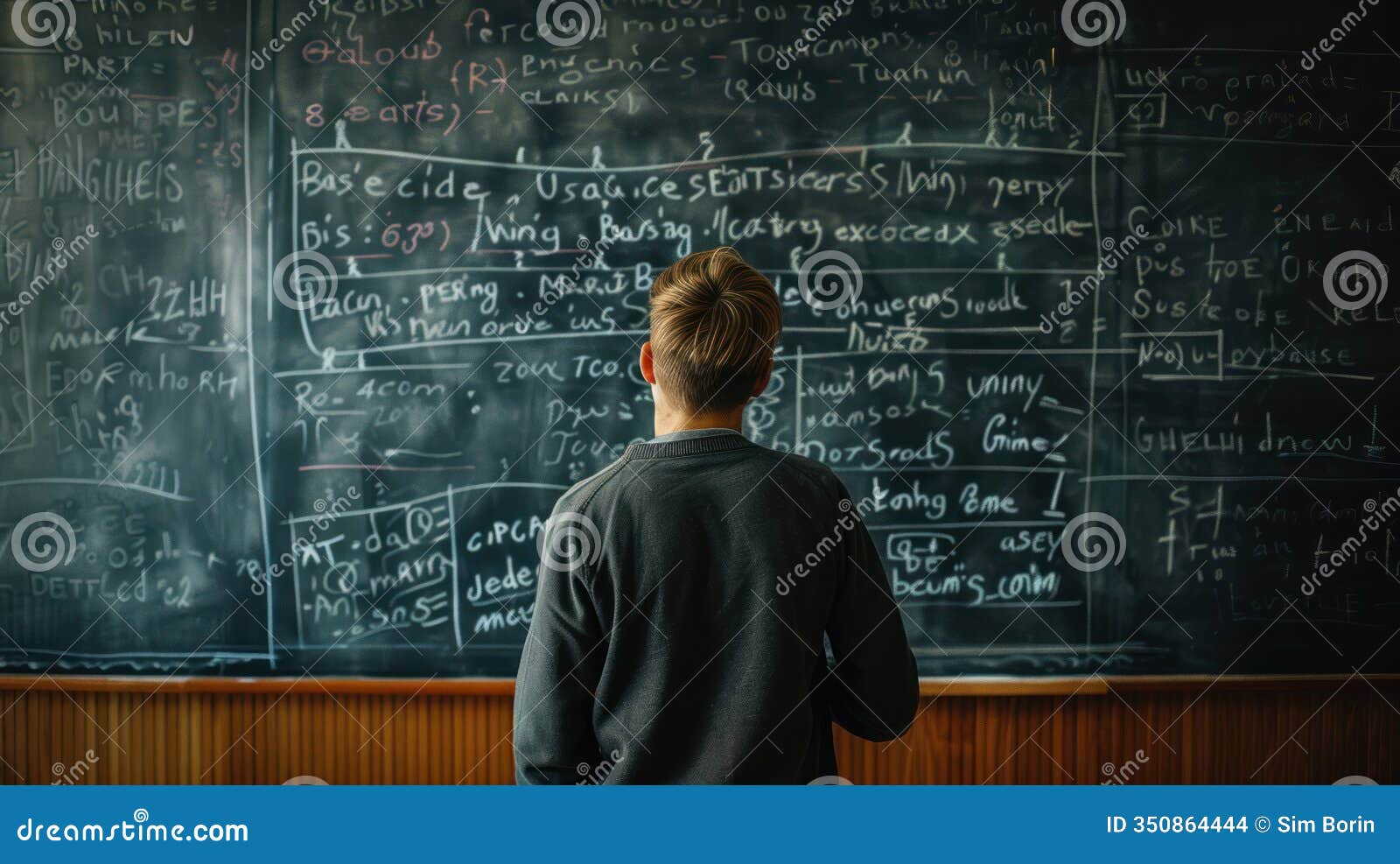 A Student Solving a Complex Problem on a Chalkboard, Demonstrating ...