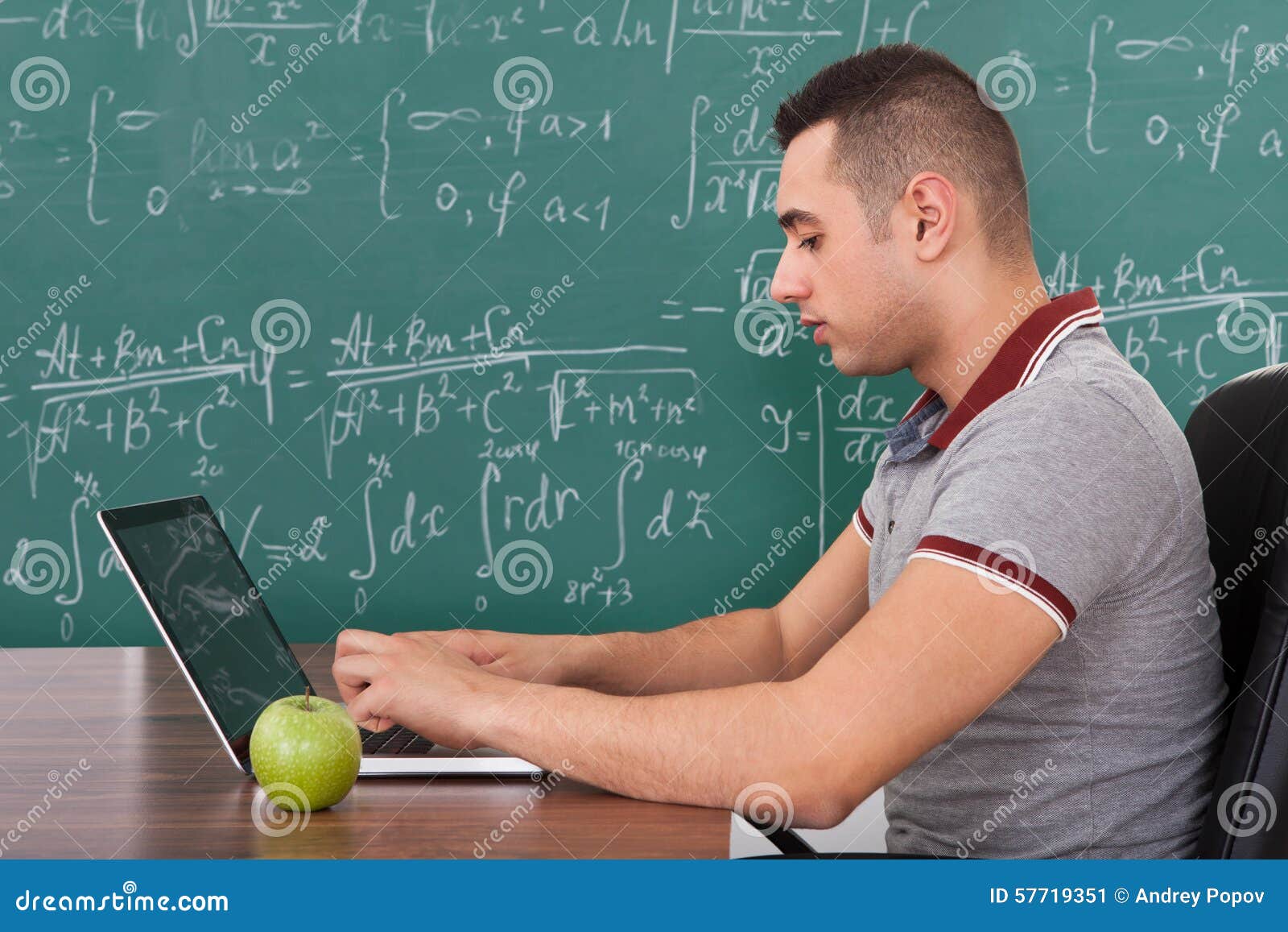 Student Solving Math S Problem on Laptop Stock Image - Image of person ...