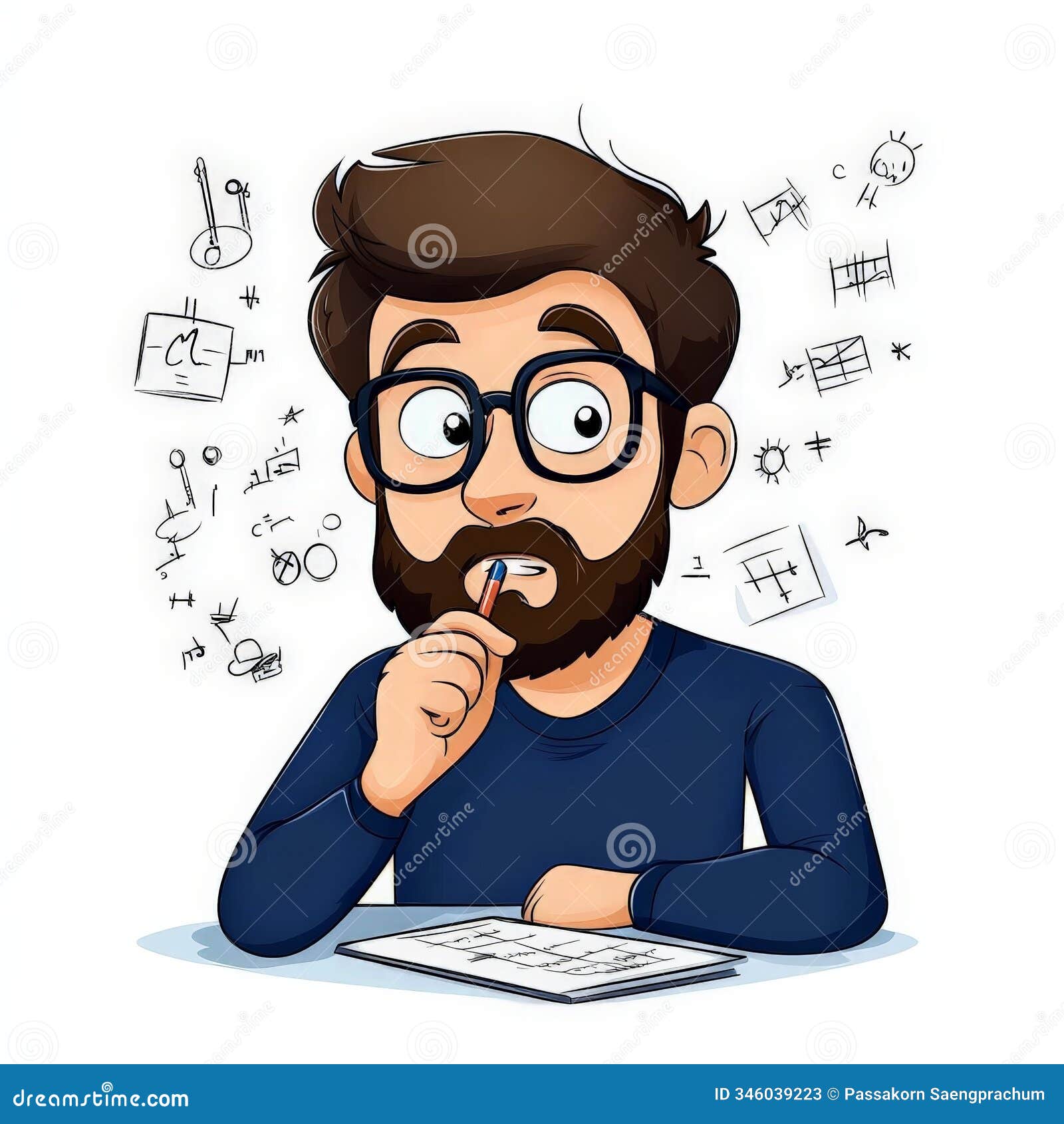 Student Solving Science Problems in Cartoon Style Stock Illustration ...