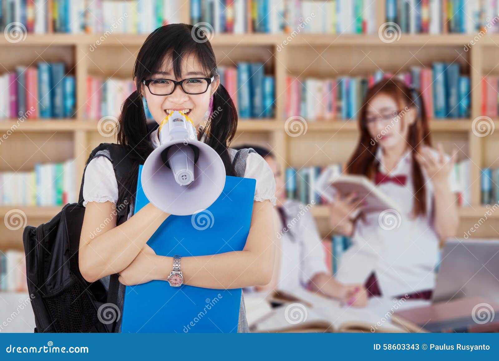 Student Speaking with a Megaphone Stock Image - Image of academic ...